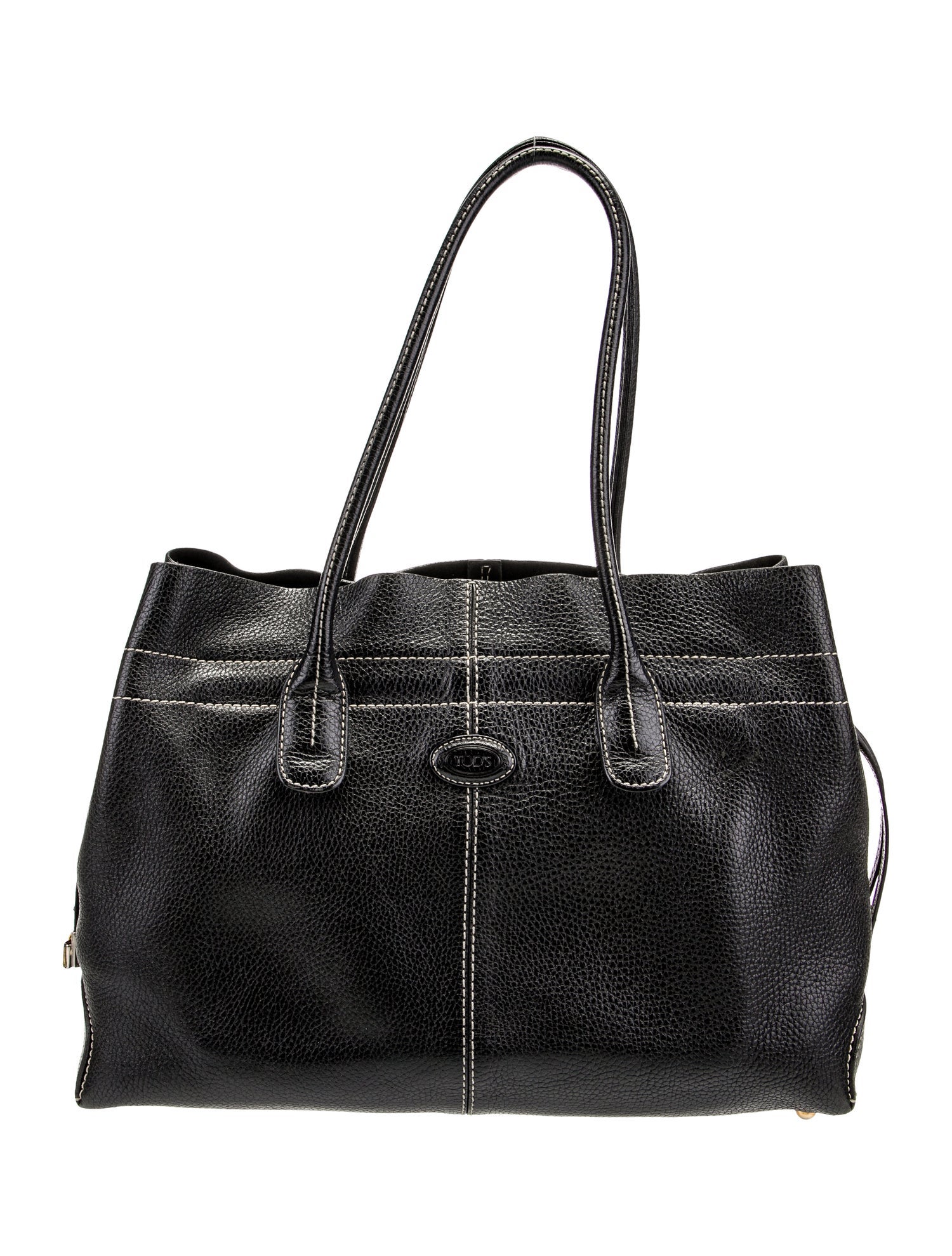 Tod's Leather Tote Bag - Black Totes, Handbags - TOD144436 | The RealReal