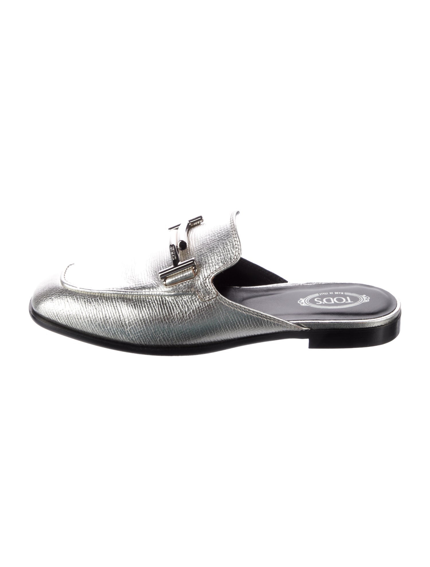 Tod's Leather Mules - Silver Flats, Shoes - TOD149192 | The RealReal