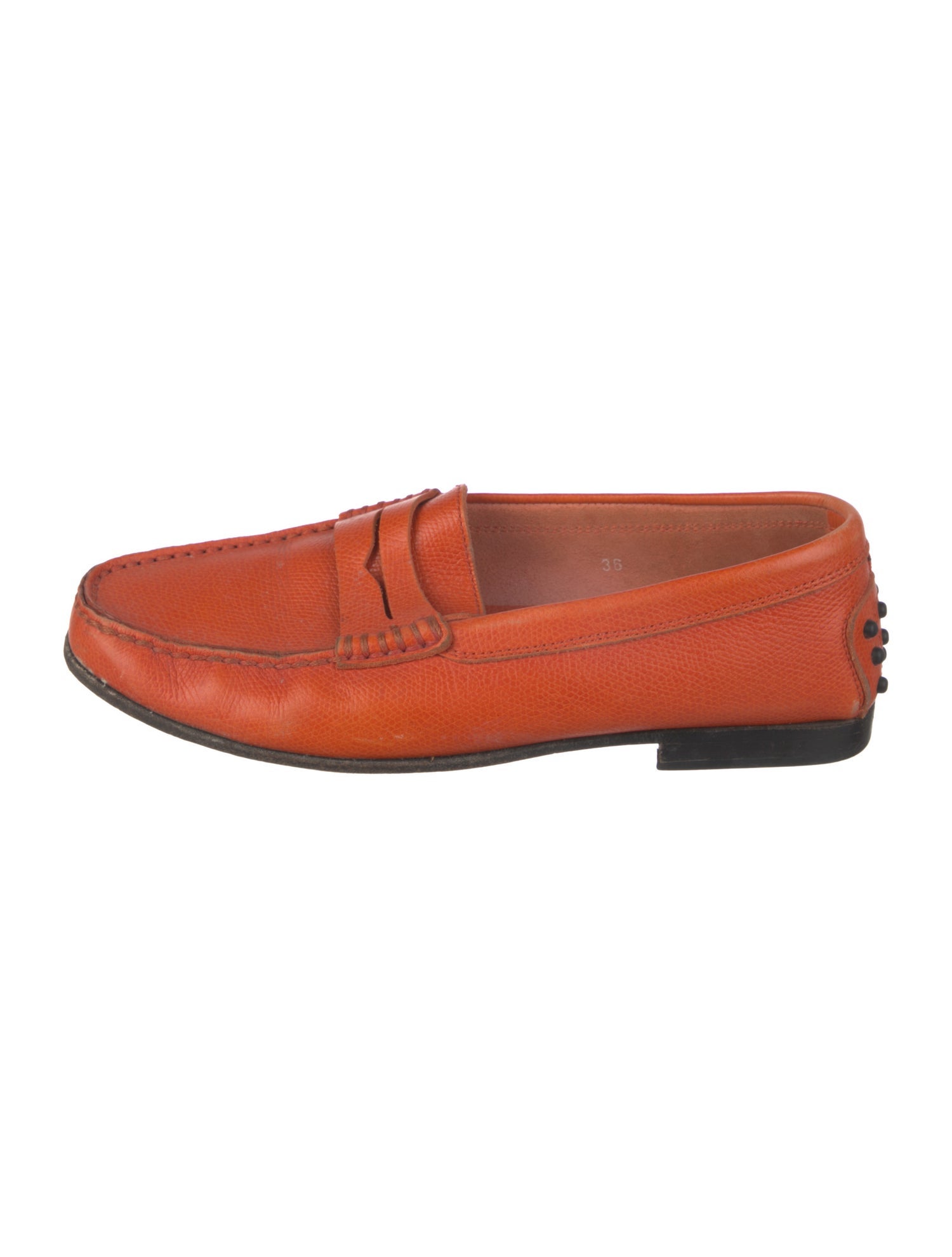 Tod's Leather Loafers - Orange Flats, Shoes - TOD152612 | The RealReal
