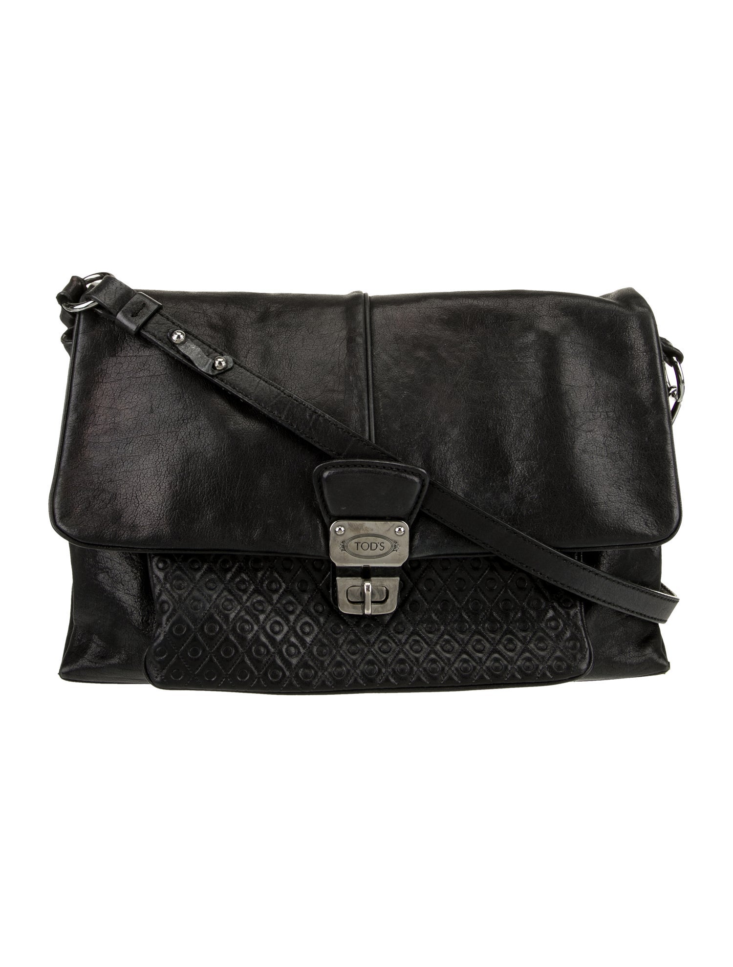 Tod's Leather Messenger Bag - Black Crossbody Bags, Handbags ...