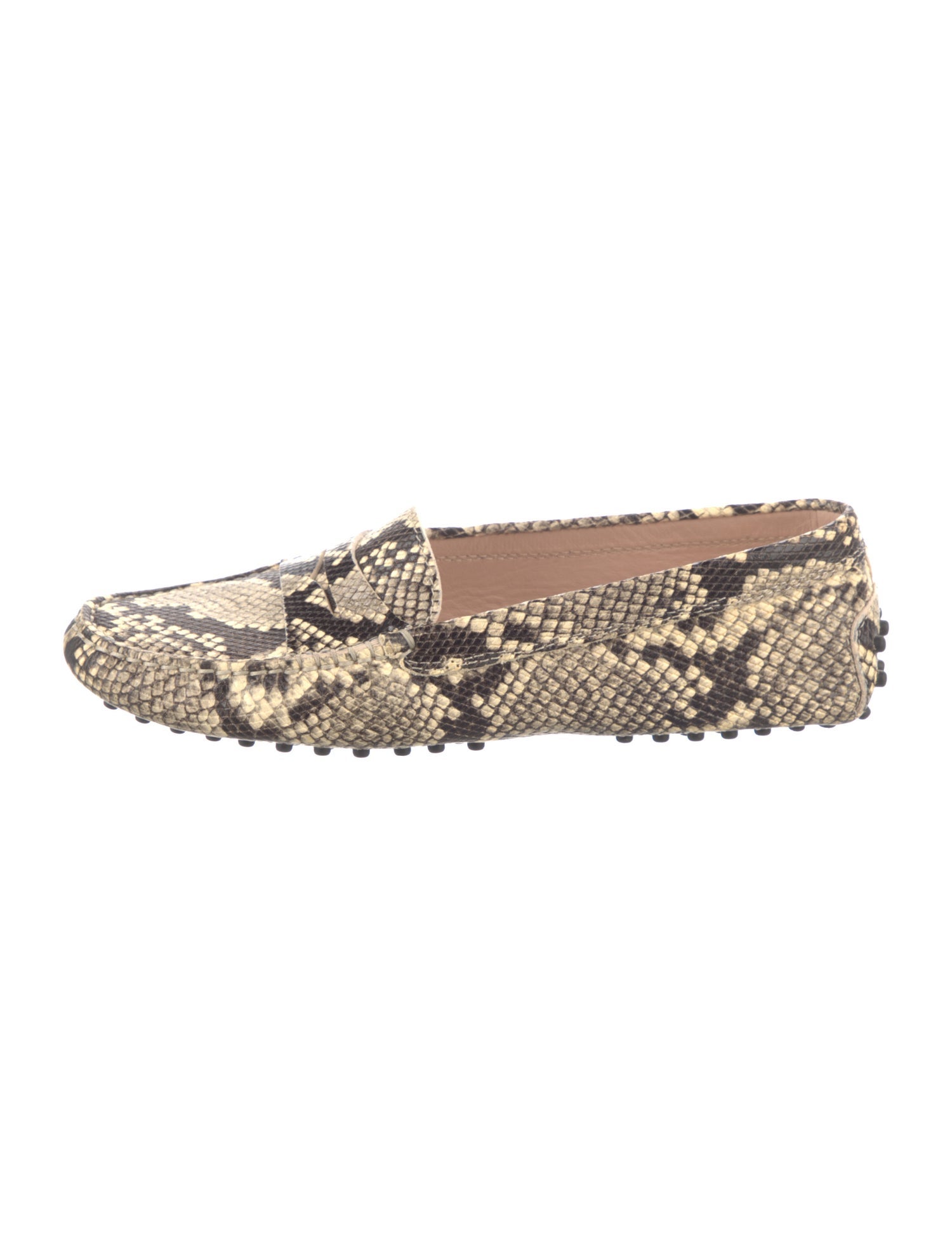 Tod's Embossed Leather Animal Print Loafers - Neutrals Flats, Shoes ...