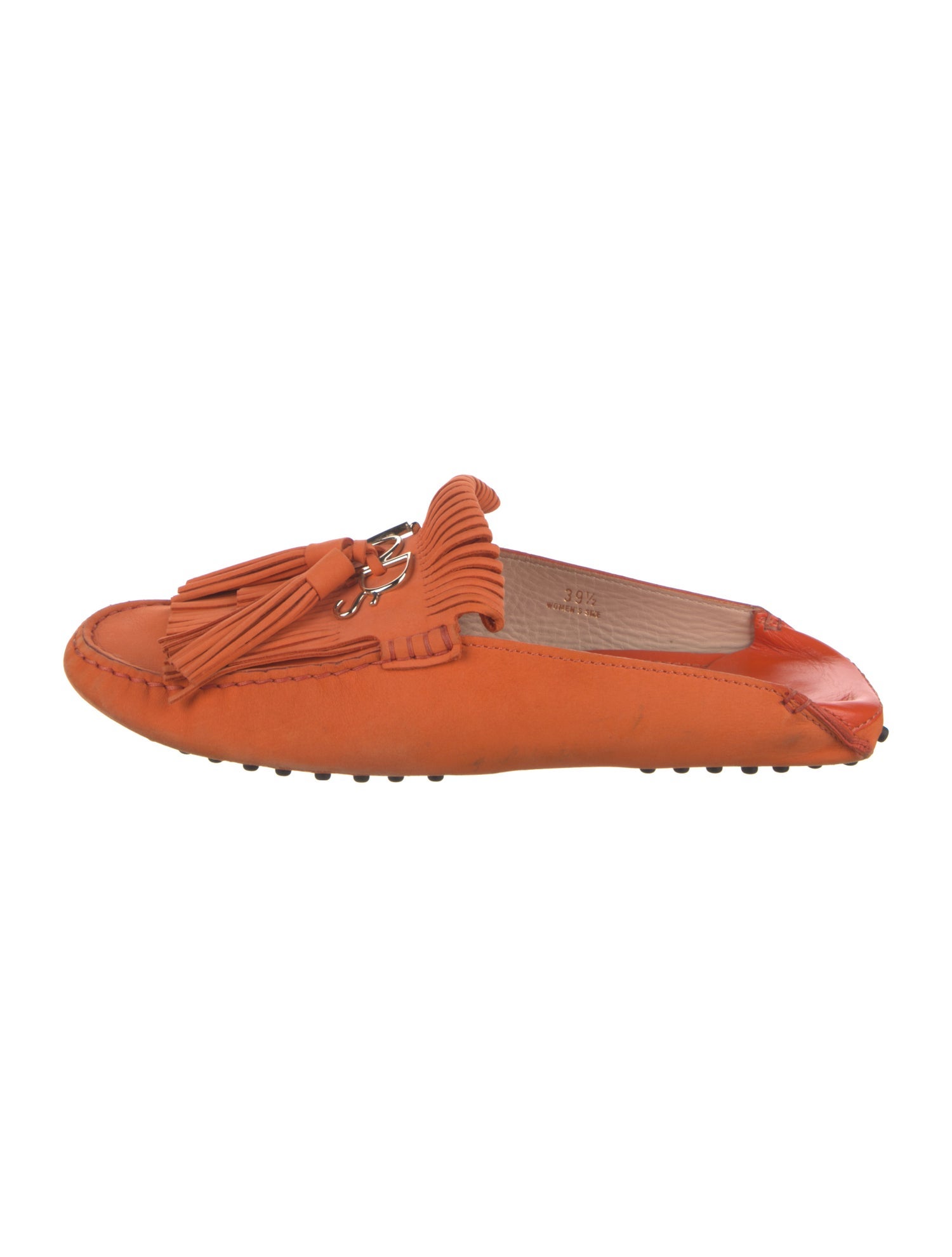 Tod's Leather Tassel Accents Mules - Orange Flats, Shoes - TOD167231 ...