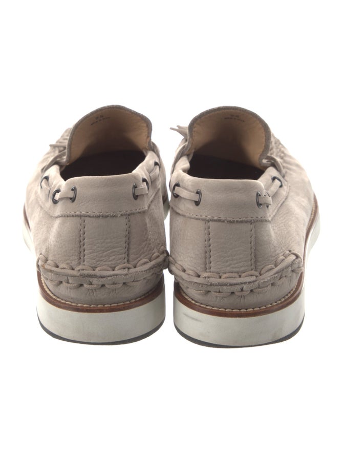 Tod's Leather Boat Shoes - Grey Loafers, Shoes - TOD183232 | The RealReal