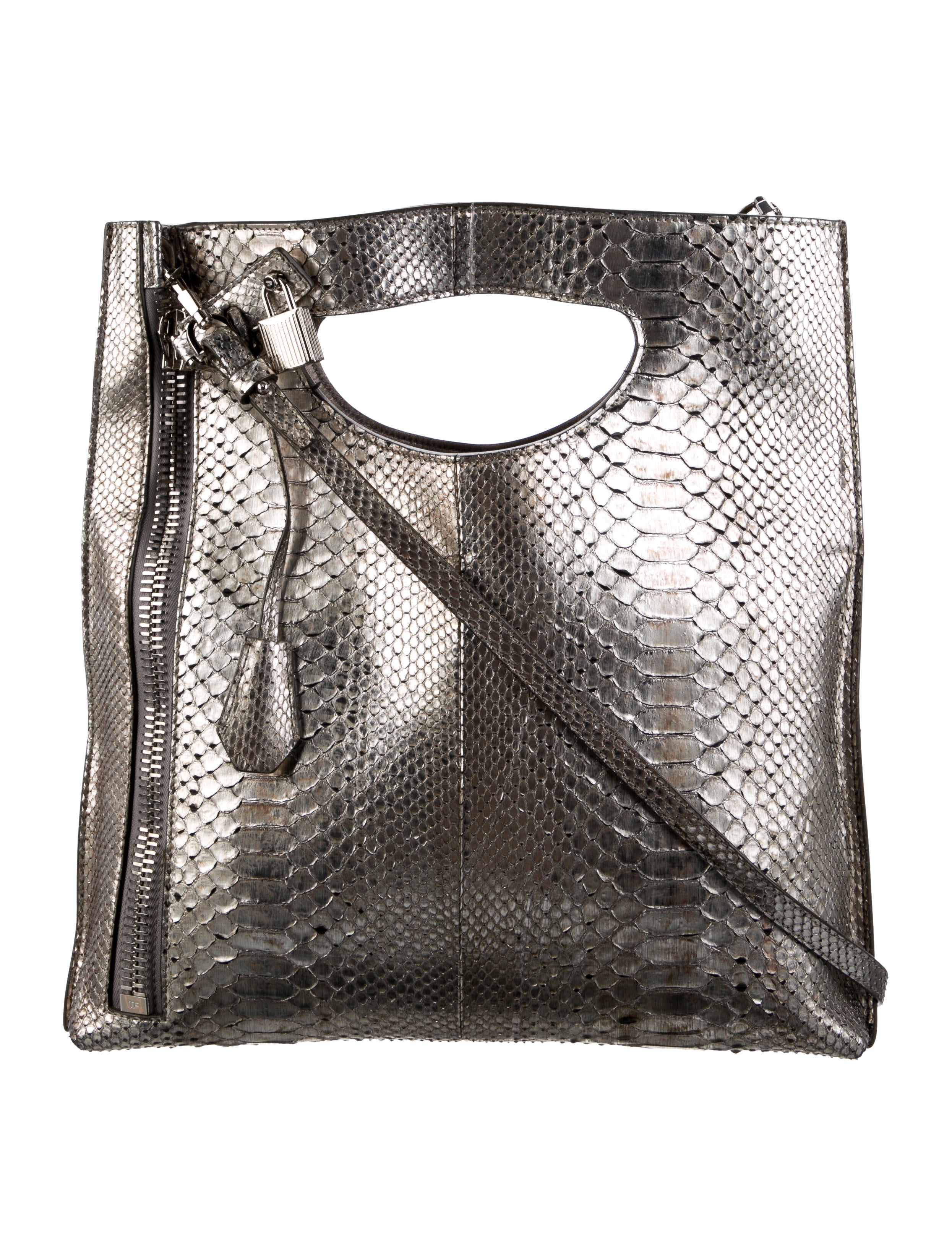 Tom Ford Metallic Python Tote - Silver Totes, Handbags - TOM120455 ...