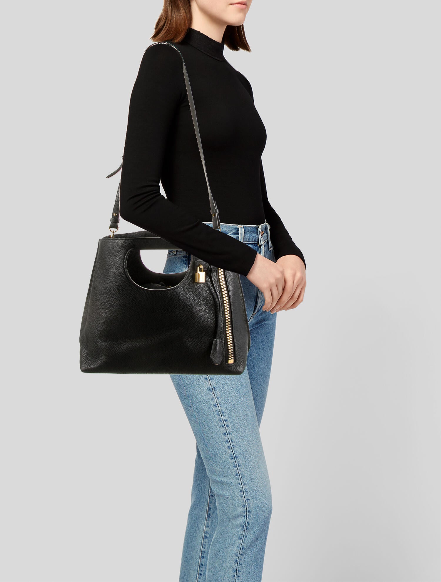 Tom Ford Alix Leather Shoulder Bag - Black Shoulder Bags, Handbags ...