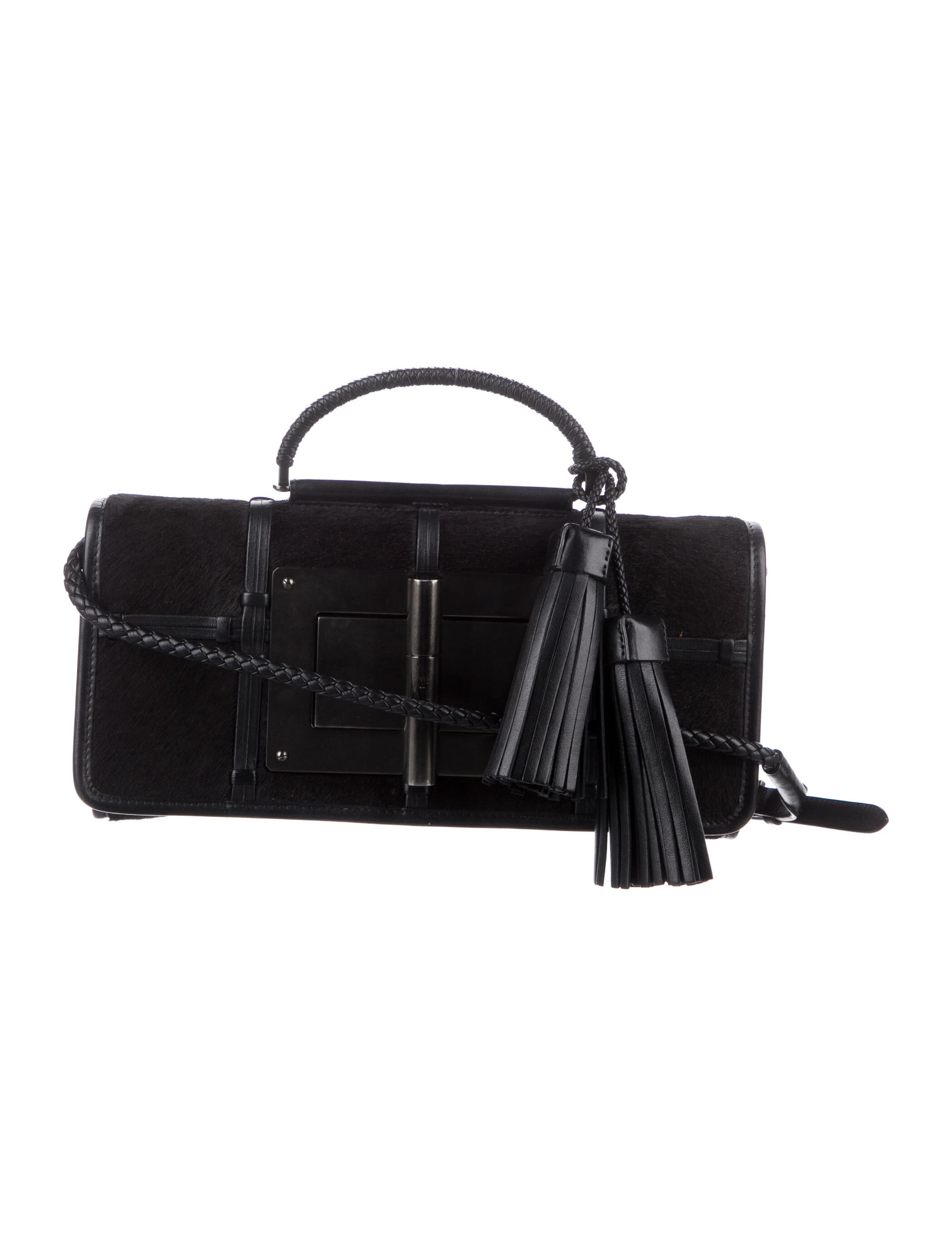 Tom Ford Pony Hair Leather-Trimmed Shoulder Bag - Black Shoulder Bags ...