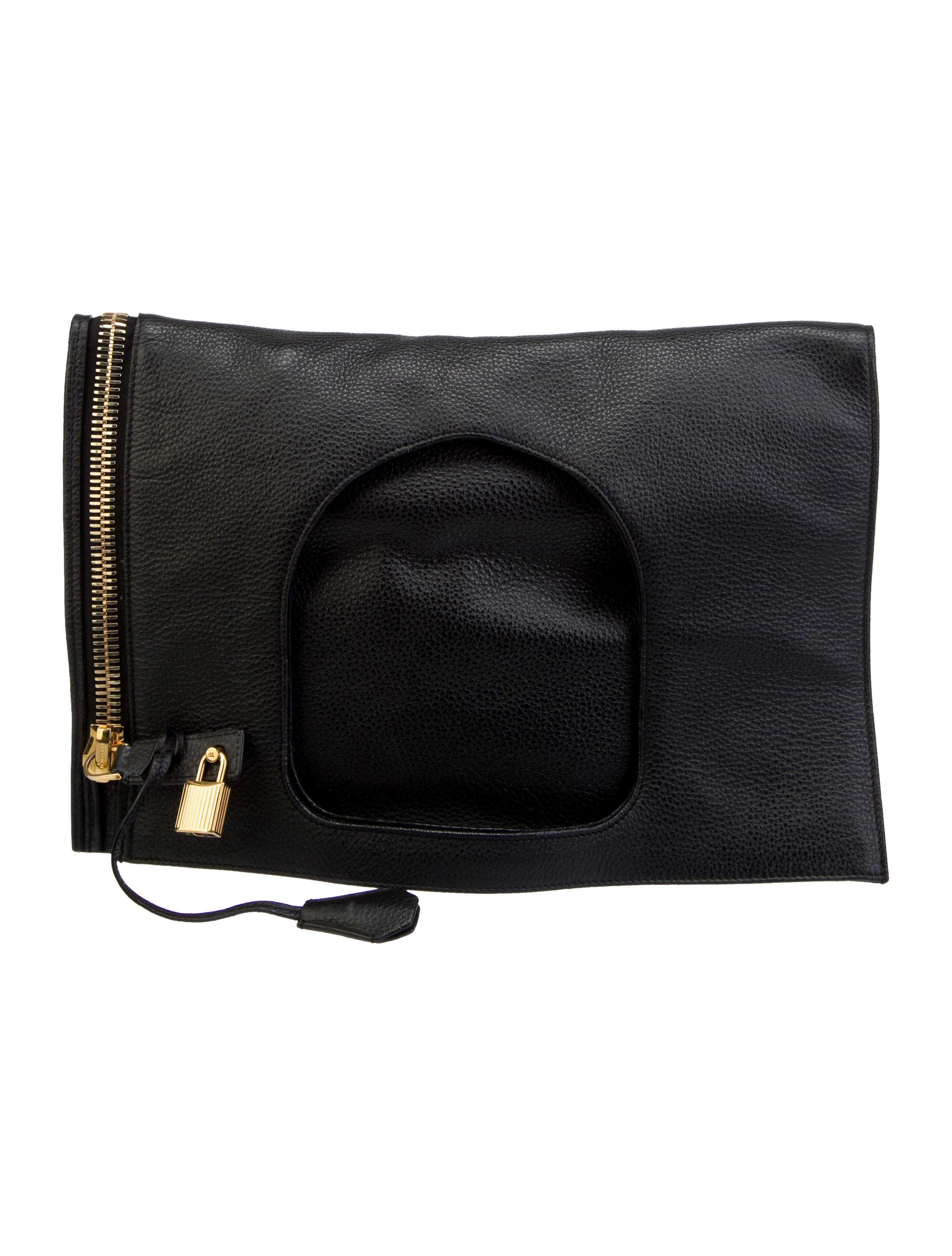 Tom Ford Leather Zipper Embellished Shoulder Bag - Black Shoulder Bags ...