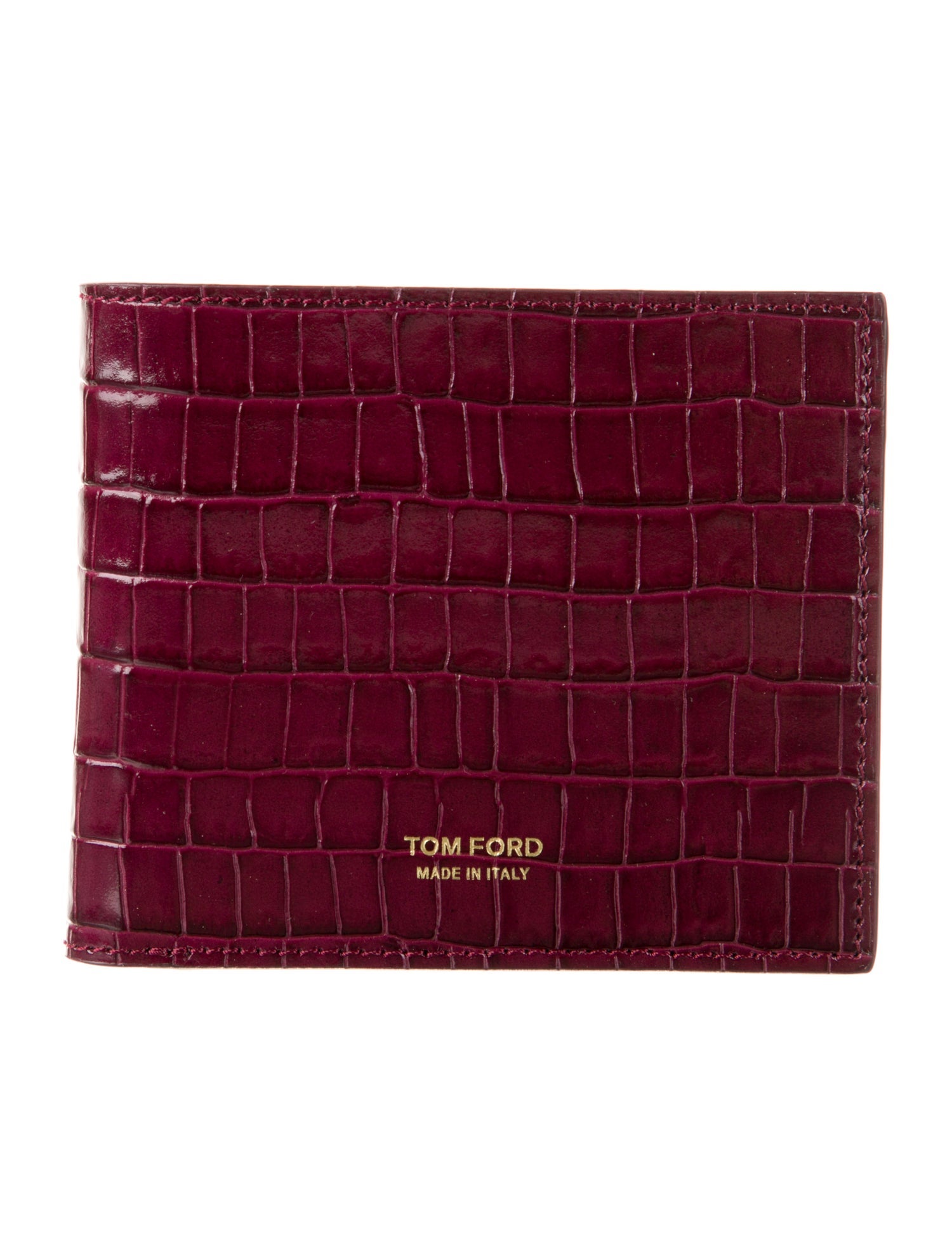 Tom Ford Leather Animal Print Bifold Wallet w/ Tags - Burgundy Wallets ...