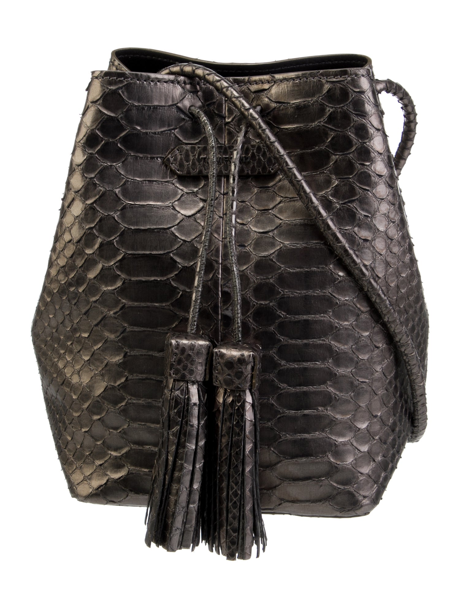 Tom Ford Drawstring Snakeskin Crossbody Bag - Grey Crossbody Bags ...