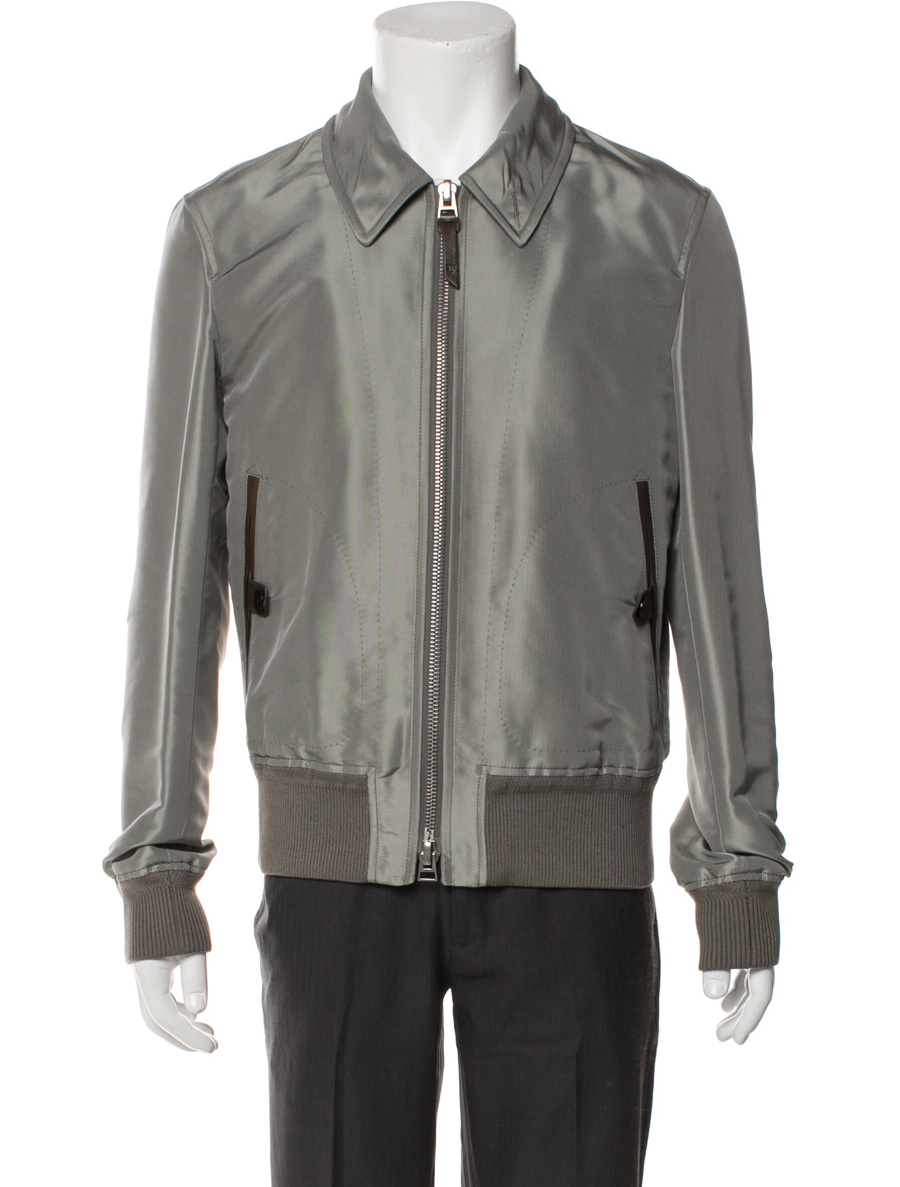 Tom Ford Silk Bomber Jacket w/ Tags - Green Outerwear, Clothing ...