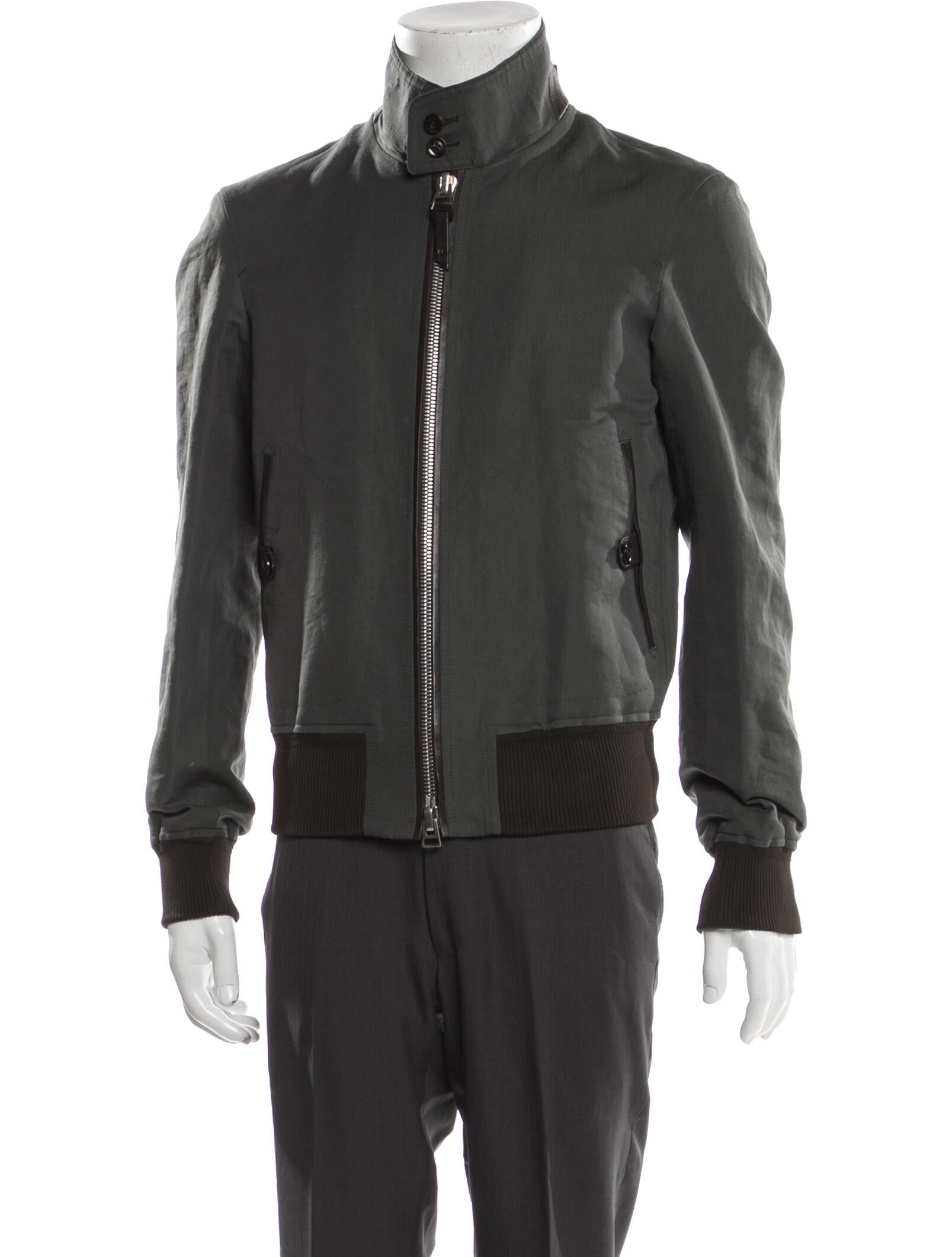 Tom Ford Colorblock Pattern Moto Jacket - Grey Outerwear, Clothing ...