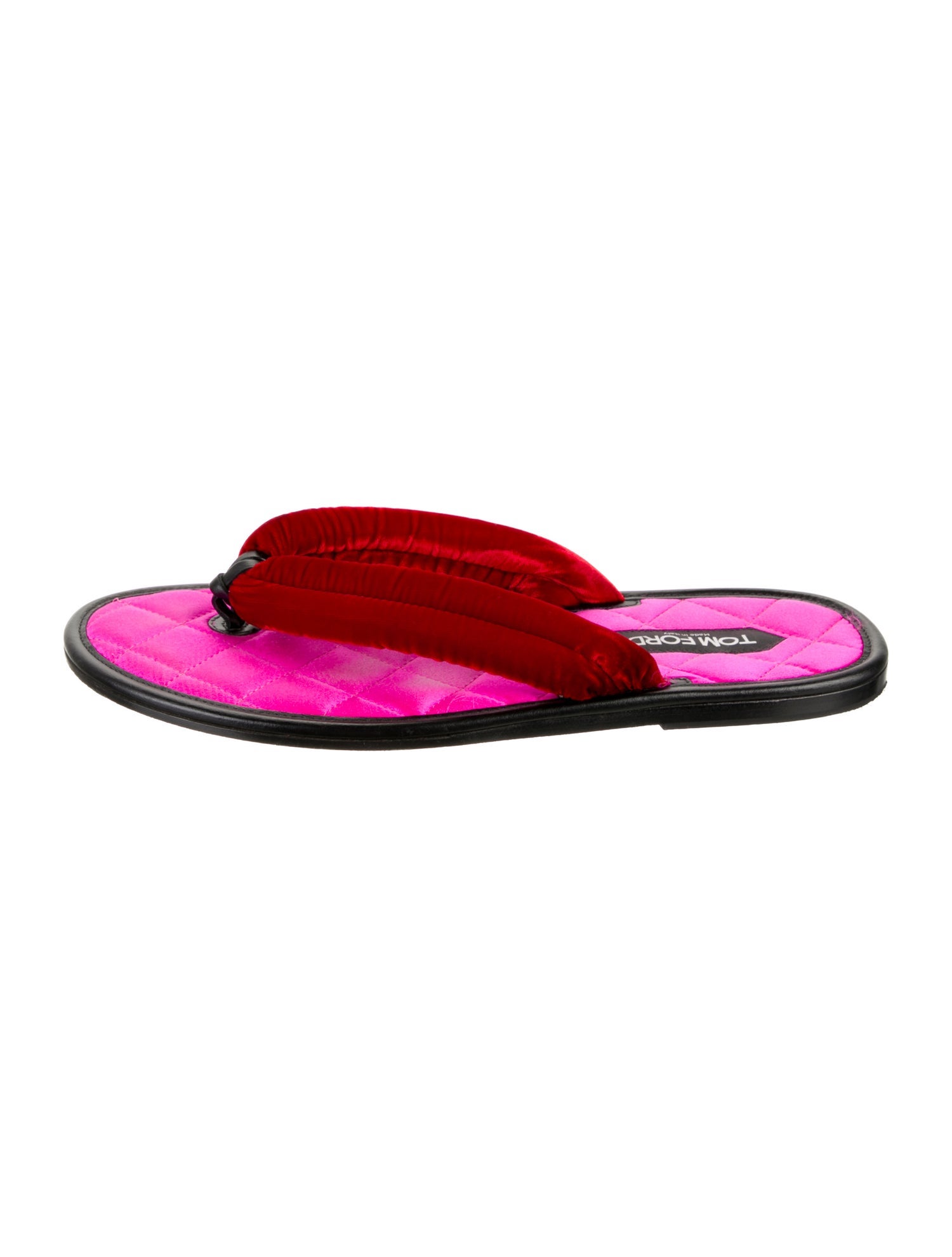 Tom Ford Velvet Flip Flops - Pink Sandals, Shoes - TOM157021 | The RealReal