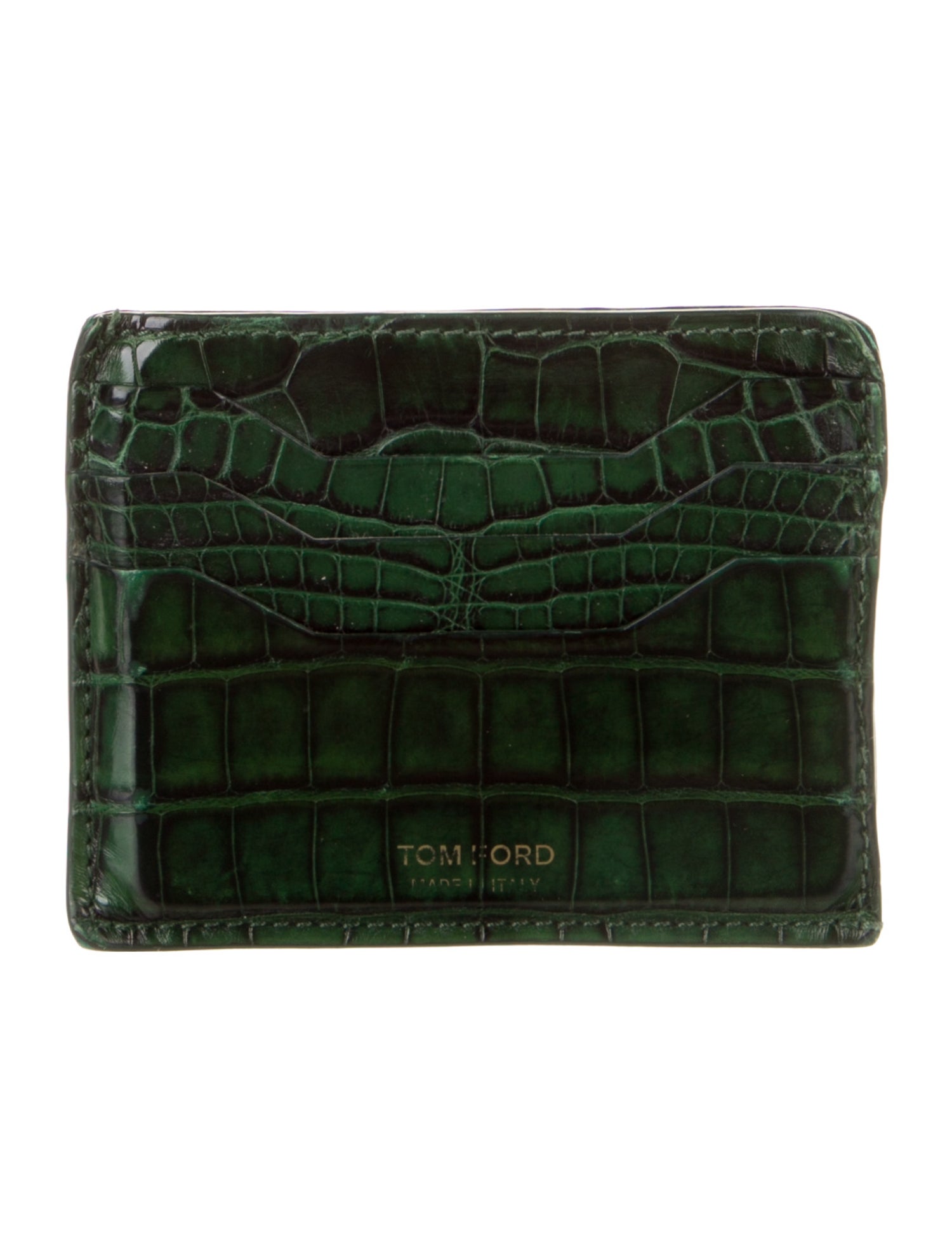 Tom Ford Alligator Animal Print Card Holder - Green Wallets ...