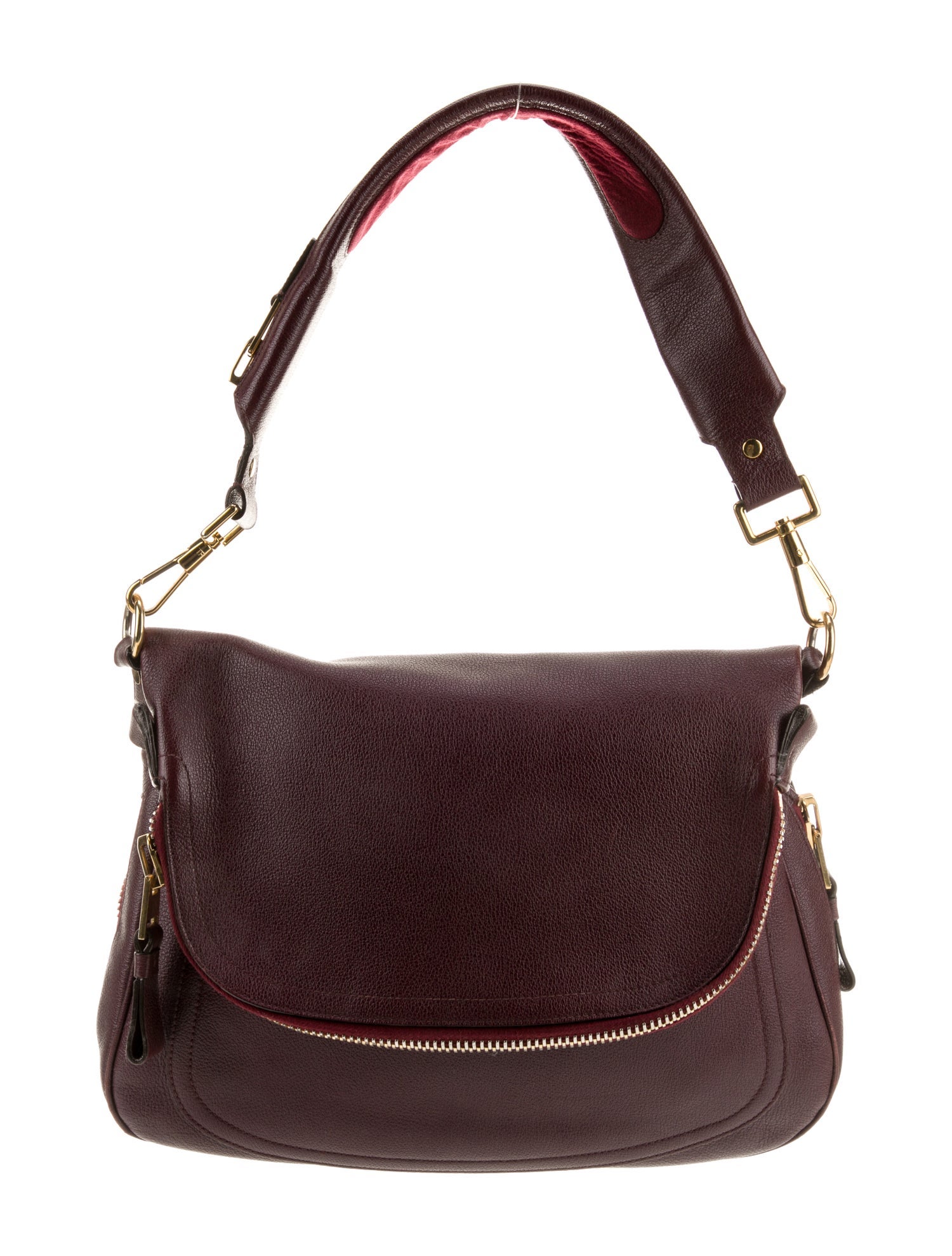Tom Ford Leather Shoulder Bag - Burgundy Shoulder Bags, Handbags ...