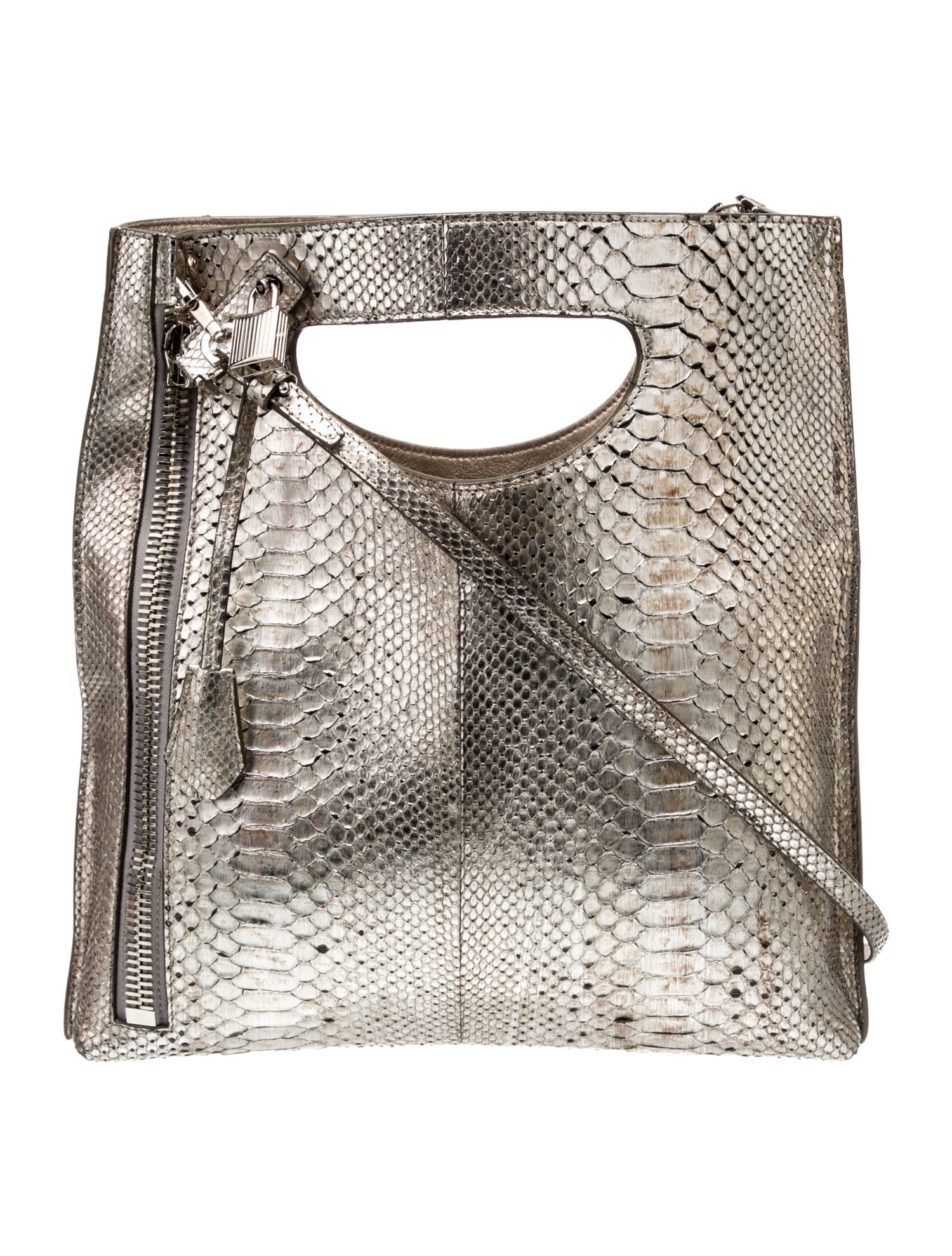 Tom Ford Python Top Handle Bag - Silver Handle Bags, Handbags ...