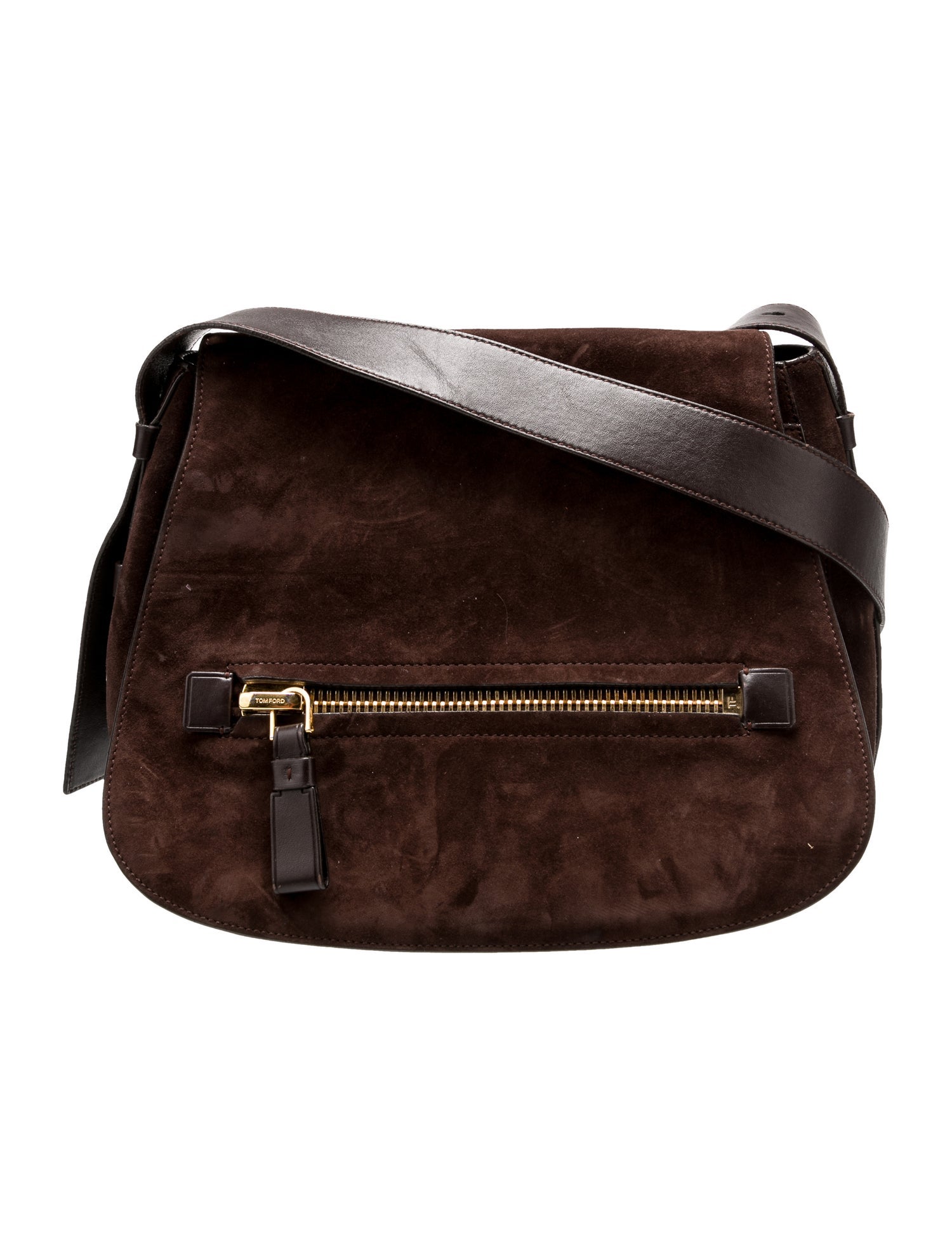 Tom Ford Suede Shoulder Bag - Brown Shoulder Bags, Handbags - TOM173985 ...