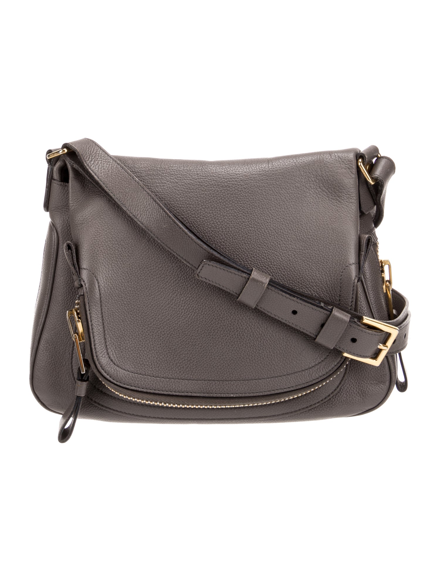 Tom Ford Leather Messenger Bag - Grey Crossbody Bags, Handbags ...