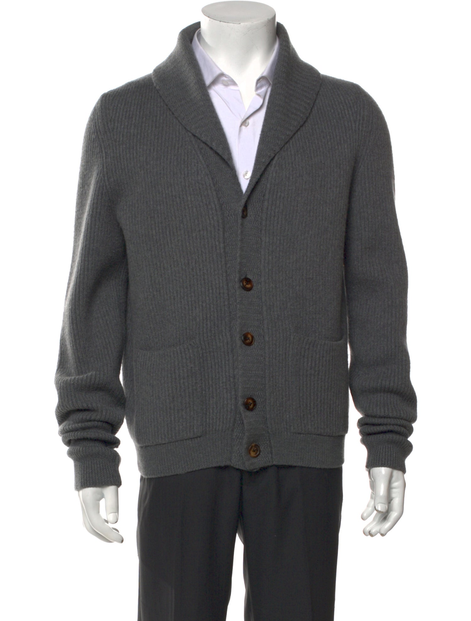 Tom Ford V-Neck Long Sleeve Cardigan - Grey Sweaters, Clothing ...