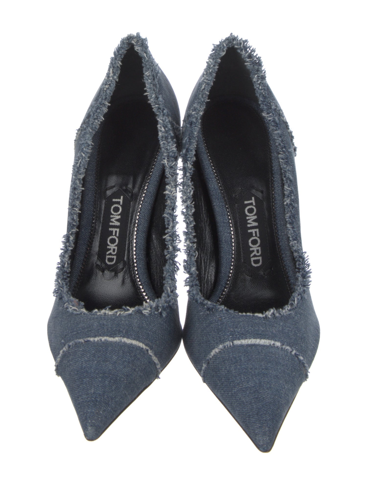 Tom Ford Denim Raw-Edge Trim Pumps - Black Pumps, Shoes - TOM192560 | The RealReal
