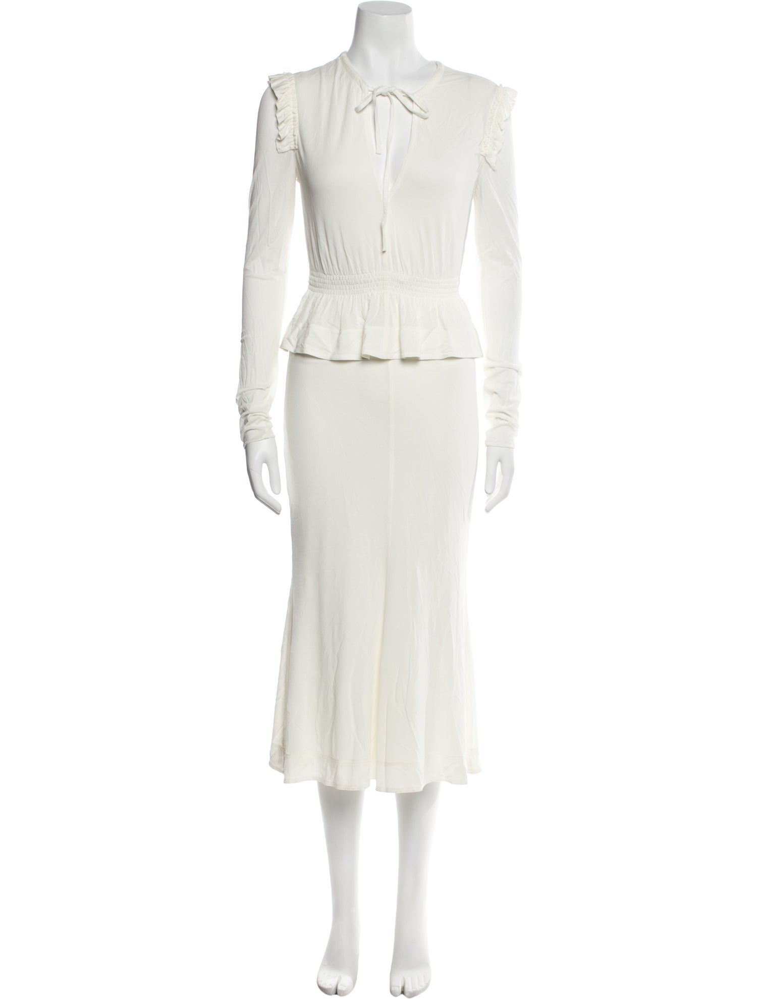 Tom Ford Tie Neck Long Dress - Neutrals Dresses, Clothing - TOM197060 ...