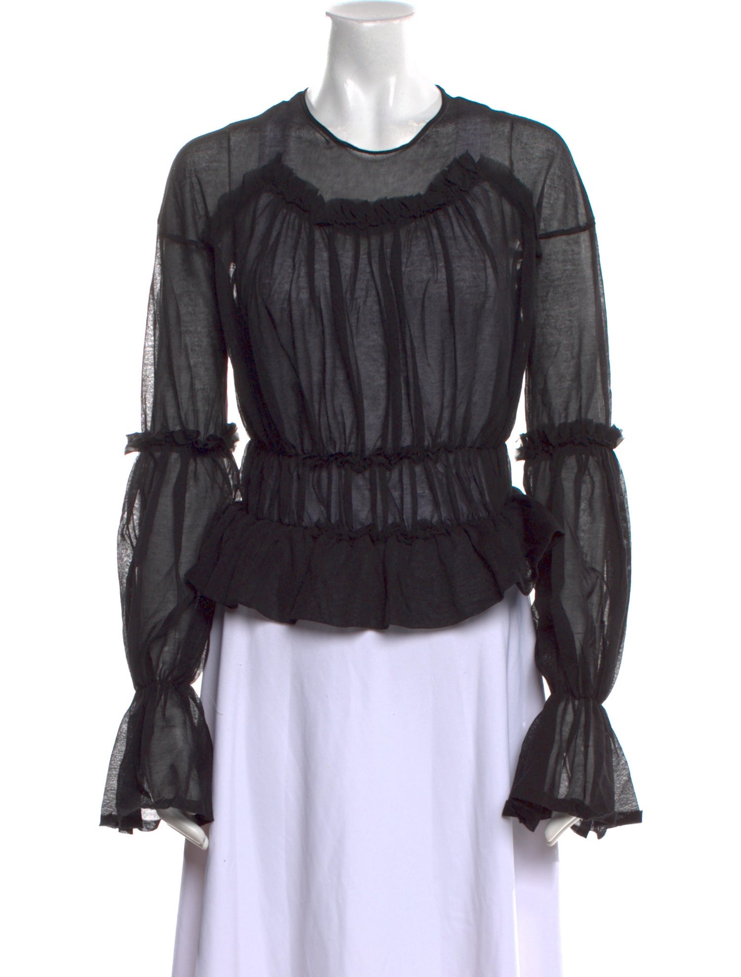 Tom Ford Scoop Neck Long Sleeve Blouse - Black Tops, Clothing ...