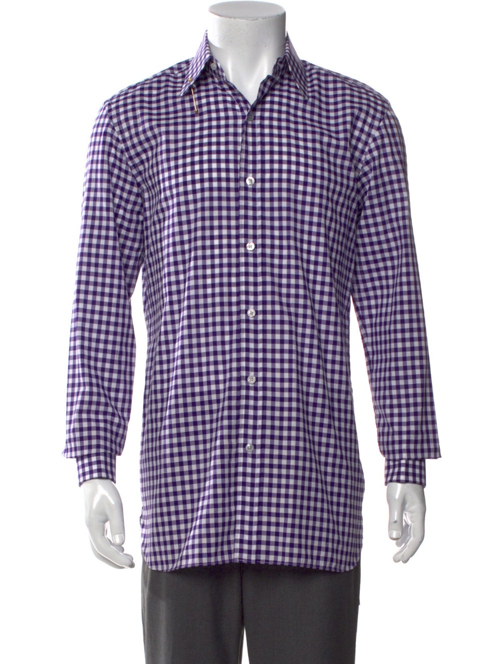 Tom Ford Plaid Print Long Sleeve Dress Shirt - Purple Dress Shirts ...