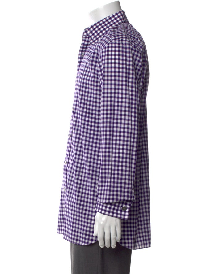 Tom Ford Plaid Print Long Sleeve Dress Shirt - Purple Dress Shirts ...
