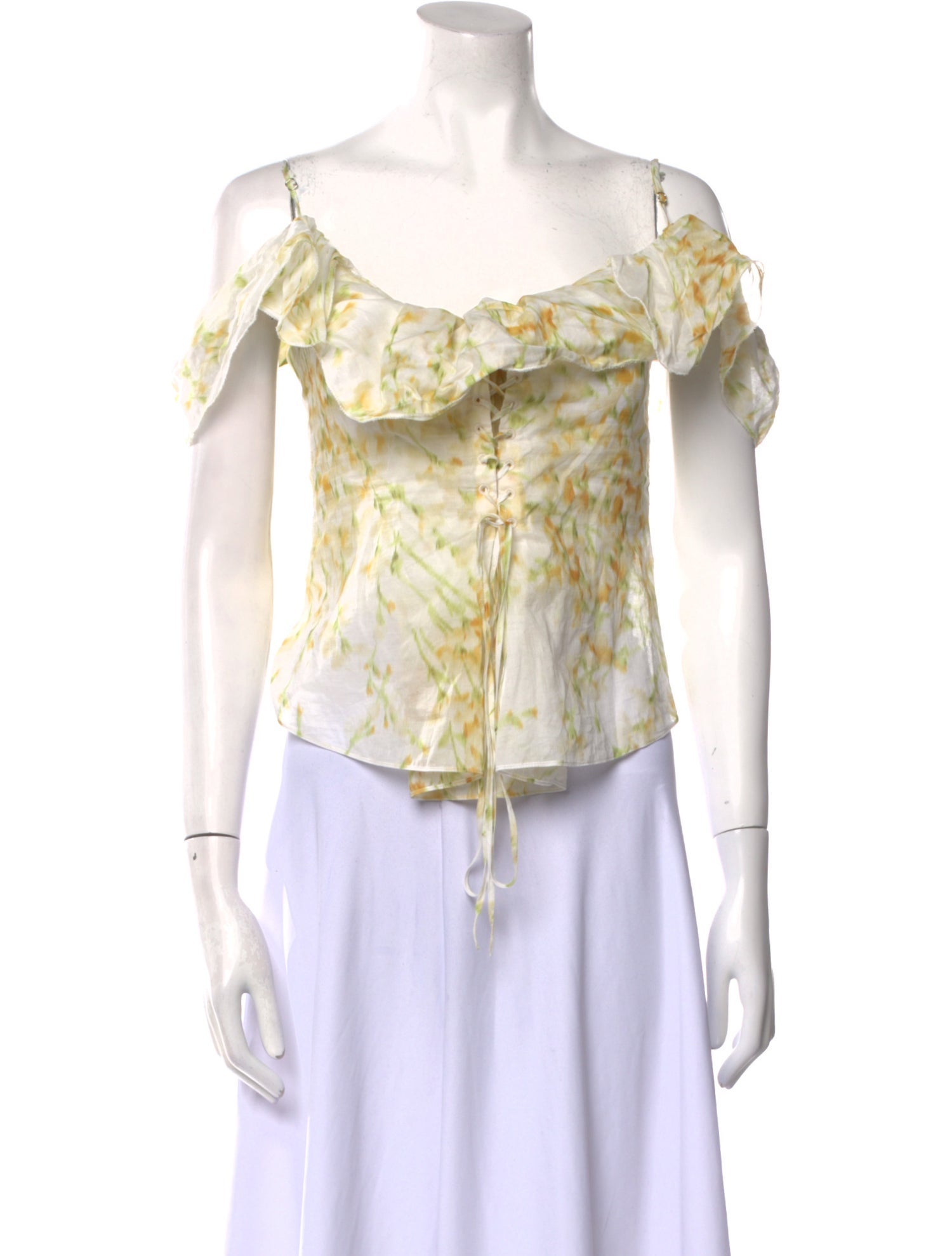 Brock Collection Floral Print Off-The-Shoulder Blouse - Green Tops ...