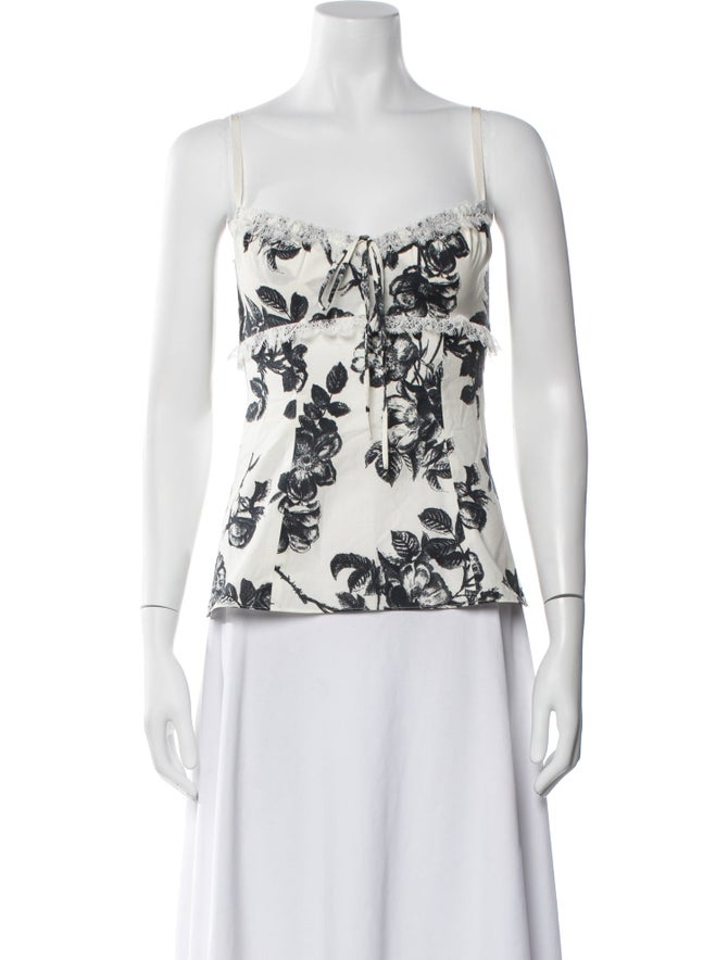 Brock Collection Floral Print Square Neckline Top - Neutrals Tops ...