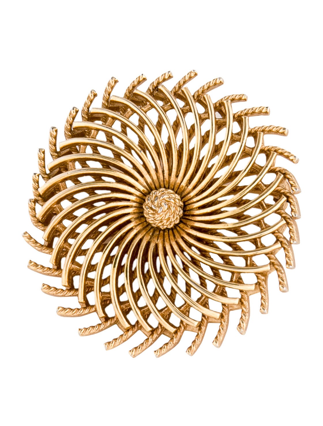 Trifari Double Spirals Swirl Brooch - Gold-Tone Metal Pin, Brooches ...
