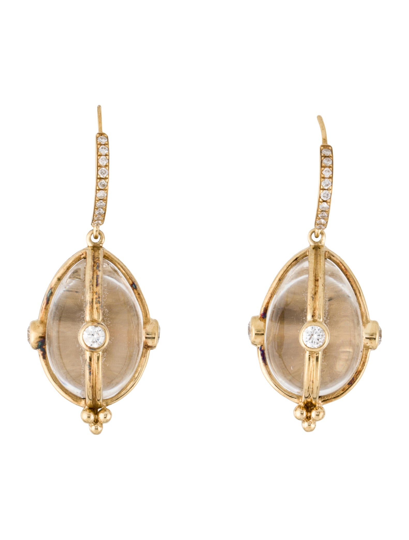 Temple St. Clair 18K Diamond Circle Drop Earrings - 14K Yellow Gold ...