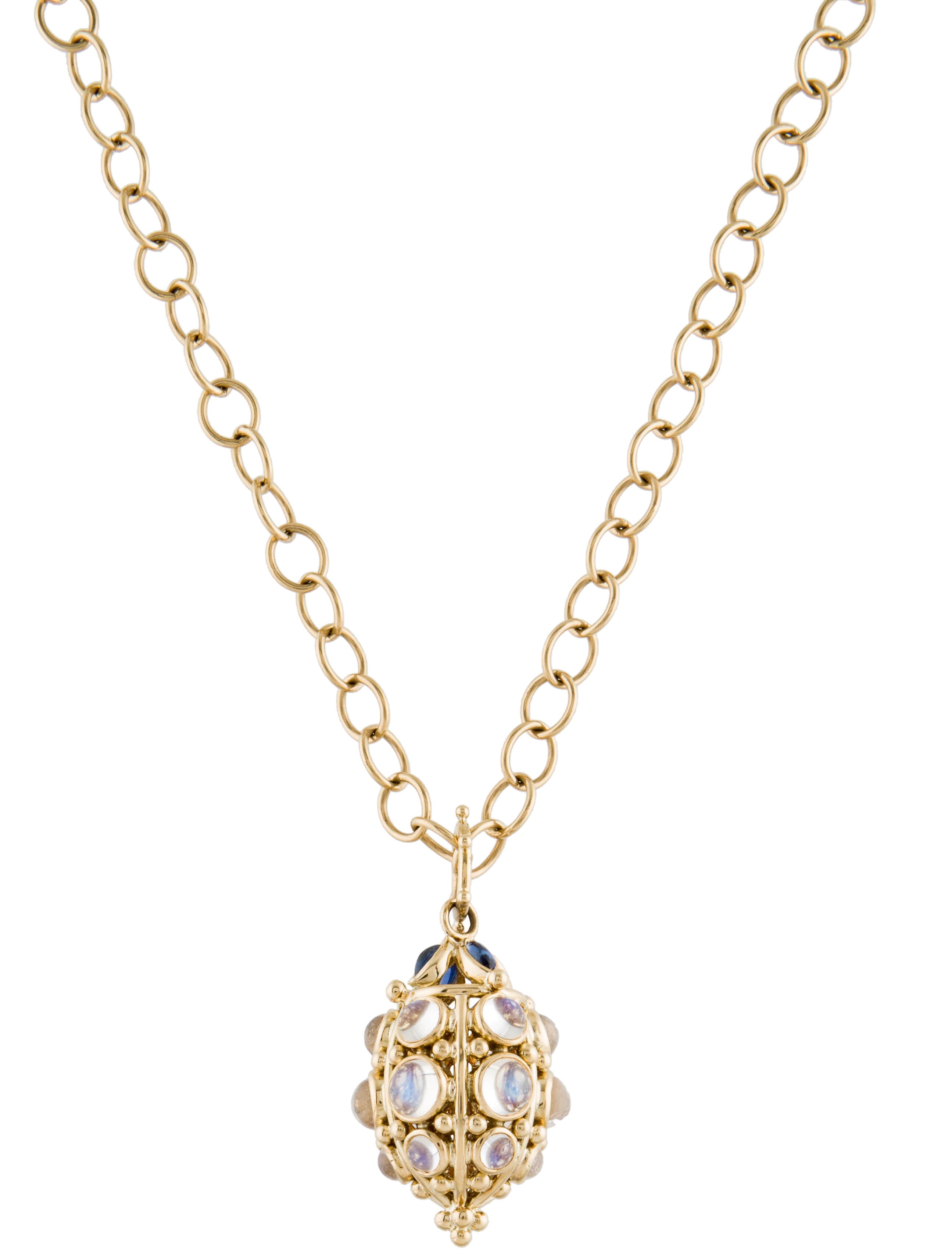 Temple St. Clair 18K Moonstone & Sapphire Amulet Pendant Necklace - 18K ...
