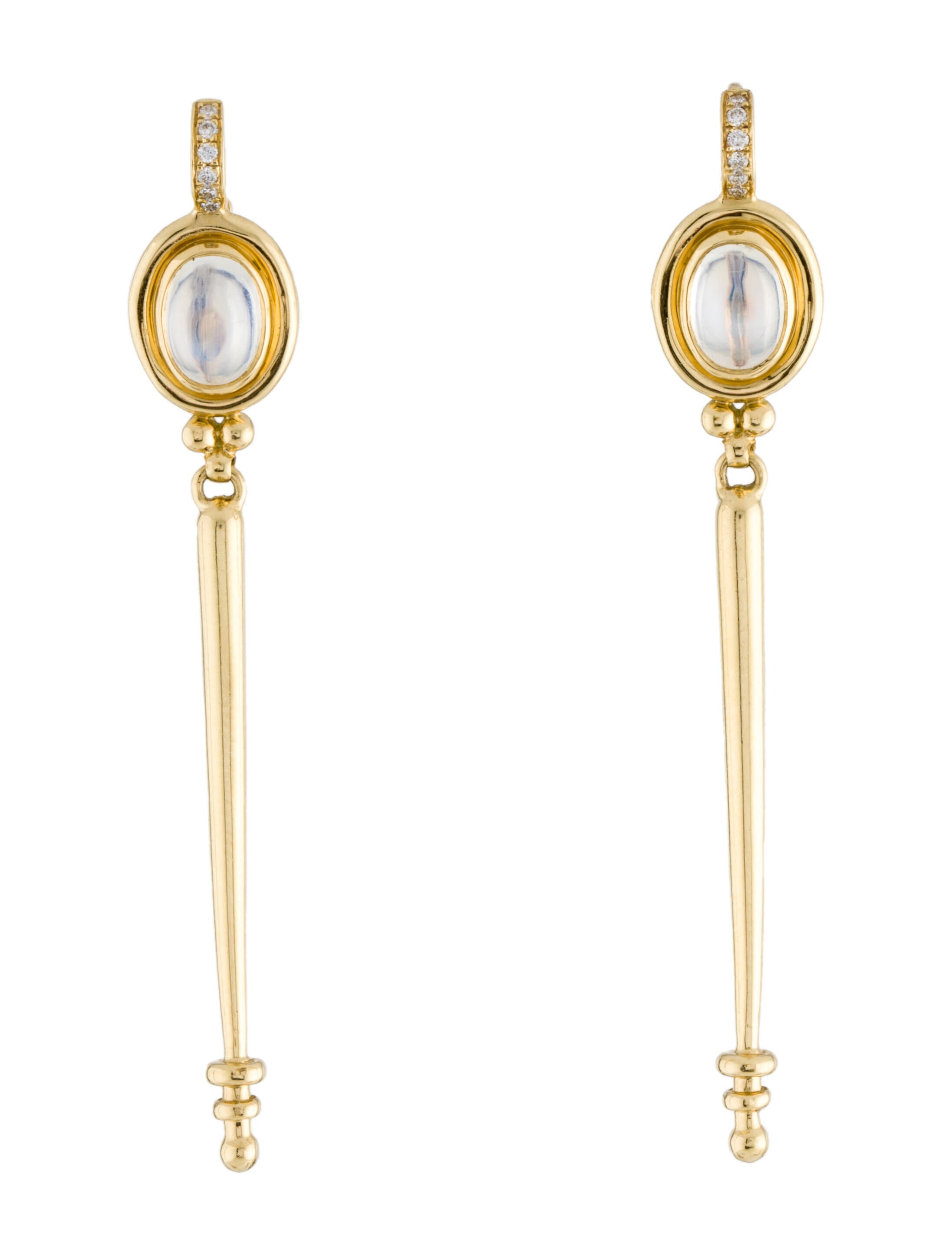 Temple St. Clair 18K Moonstone & Diamond Classic Temple Baton Earrings ...