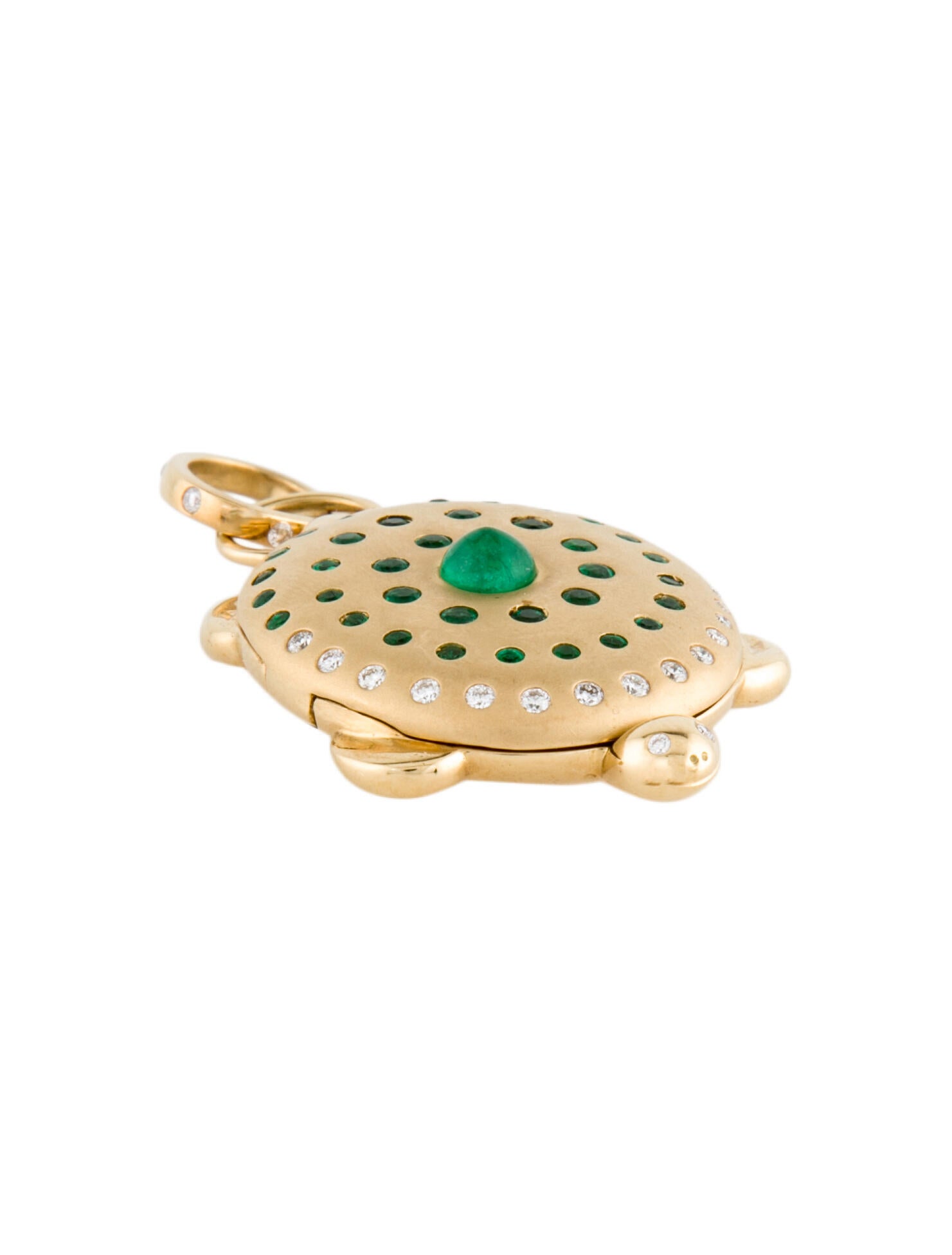 Temple St. Clair 18K Emerald & Diamond Turtle Locket - 18K Yellow Gold ...