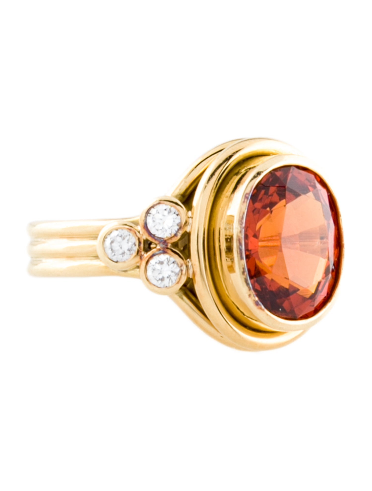 Temple St. Clair 18K Garnet & Diamond Classic Temple Ring - 18K Yellow ...