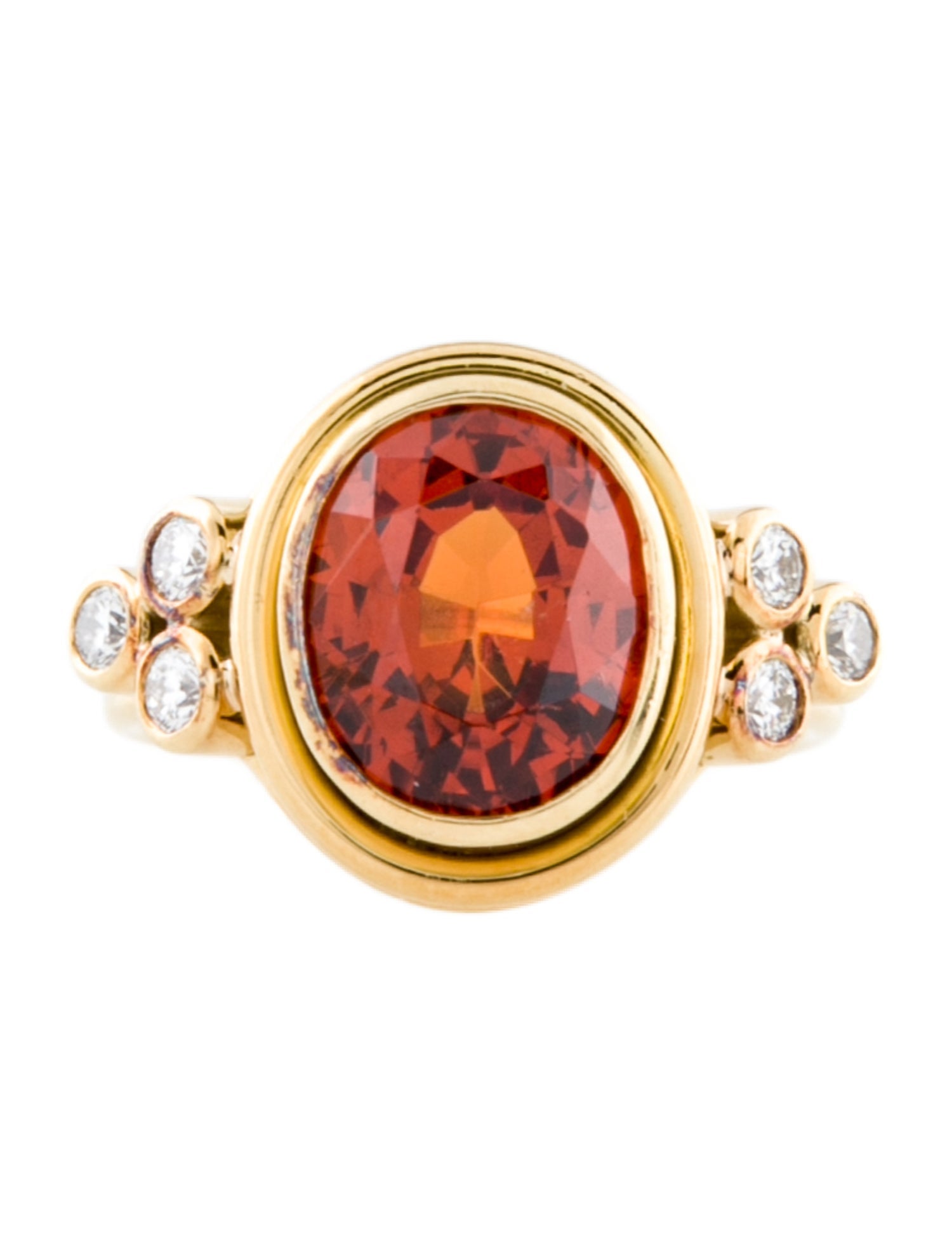 Temple St. Clair 18K Garnet & Diamond Classic Temple Ring - 18K Yellow ...