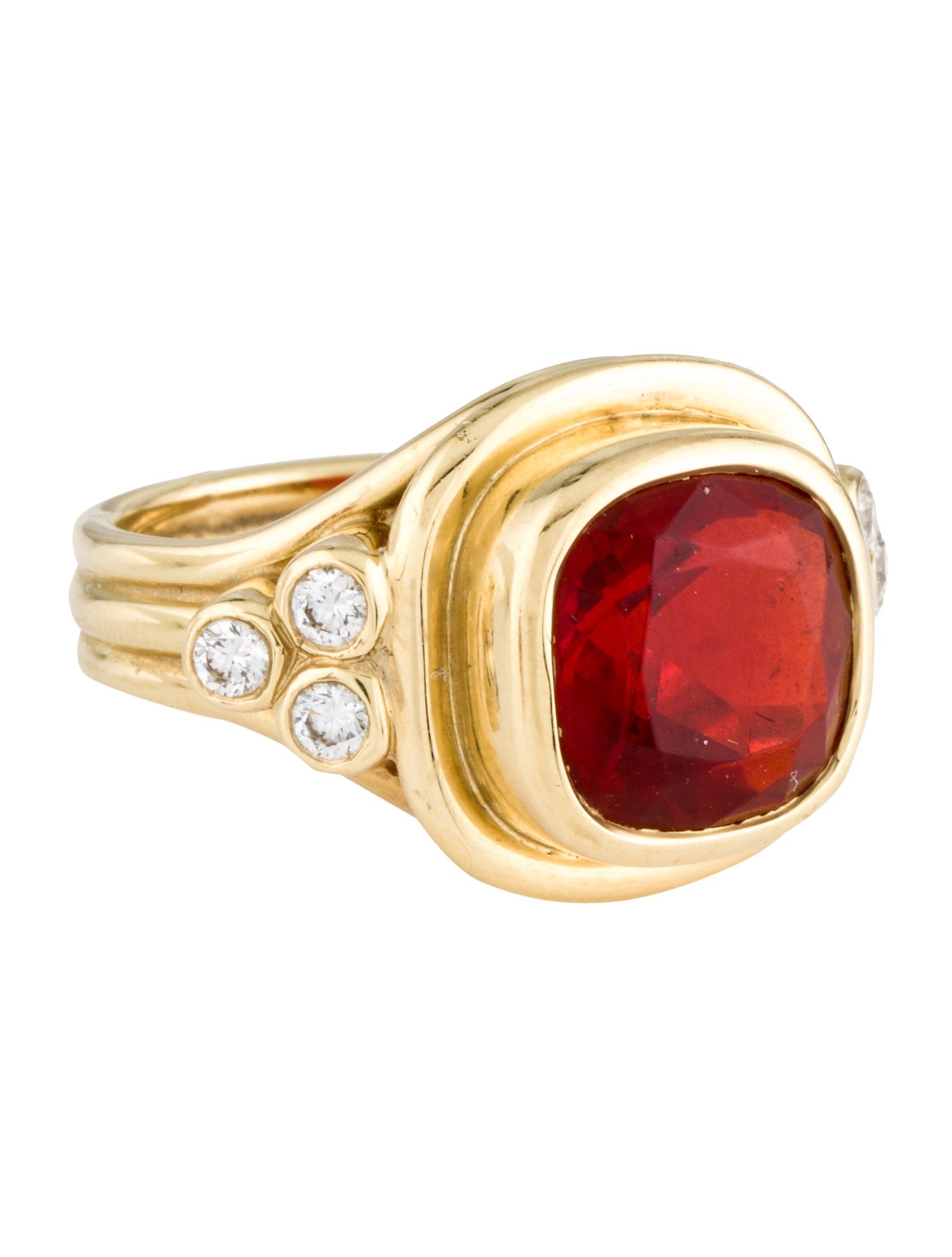 Christian Dior 18K Coral, Sapphire & Diamond Rose Dior Pré Catelan Ring - 18K Yellow Gold ...