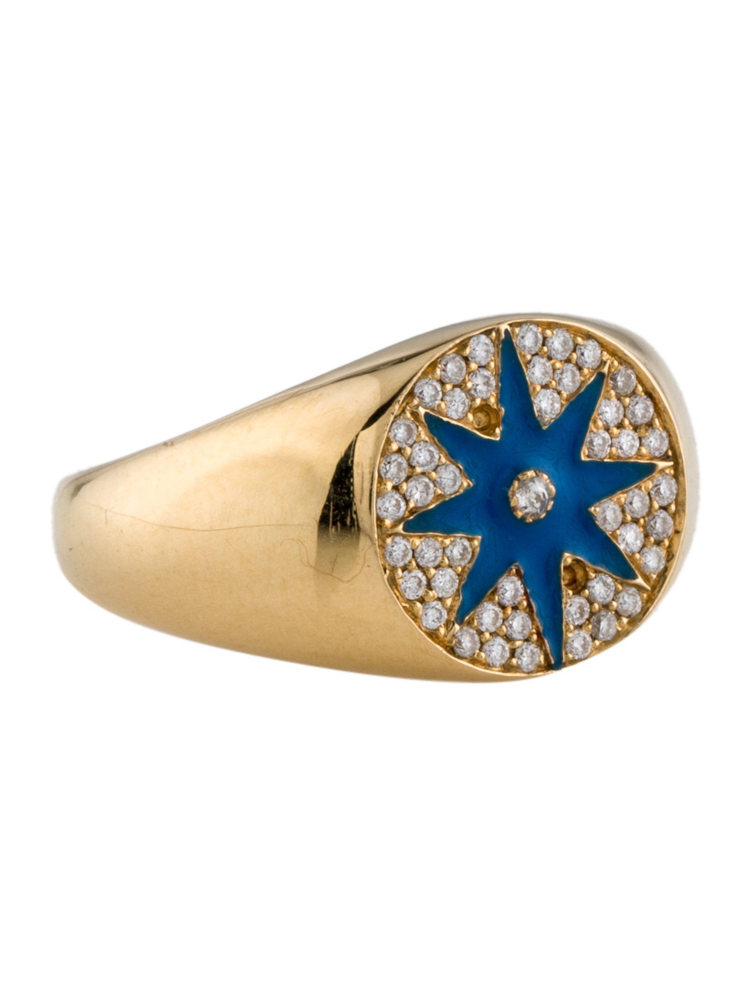 Colette Jewelry 18K Enamel & Diamond Starburst Pinky Ring - 18K Yellow ...