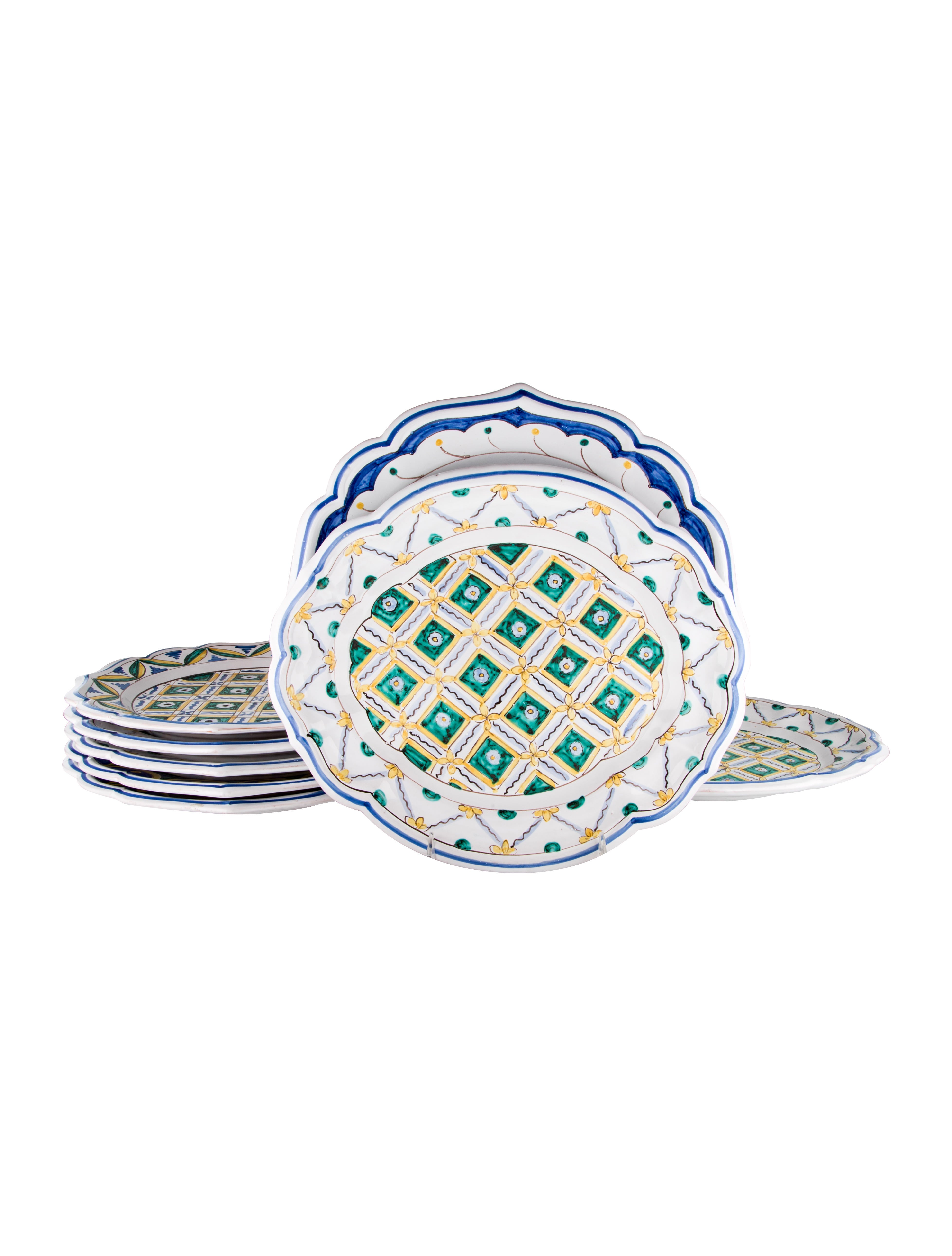 Tableware 8-Piece Italian Ceramic Dinner Service - Blue Dinnerware ...