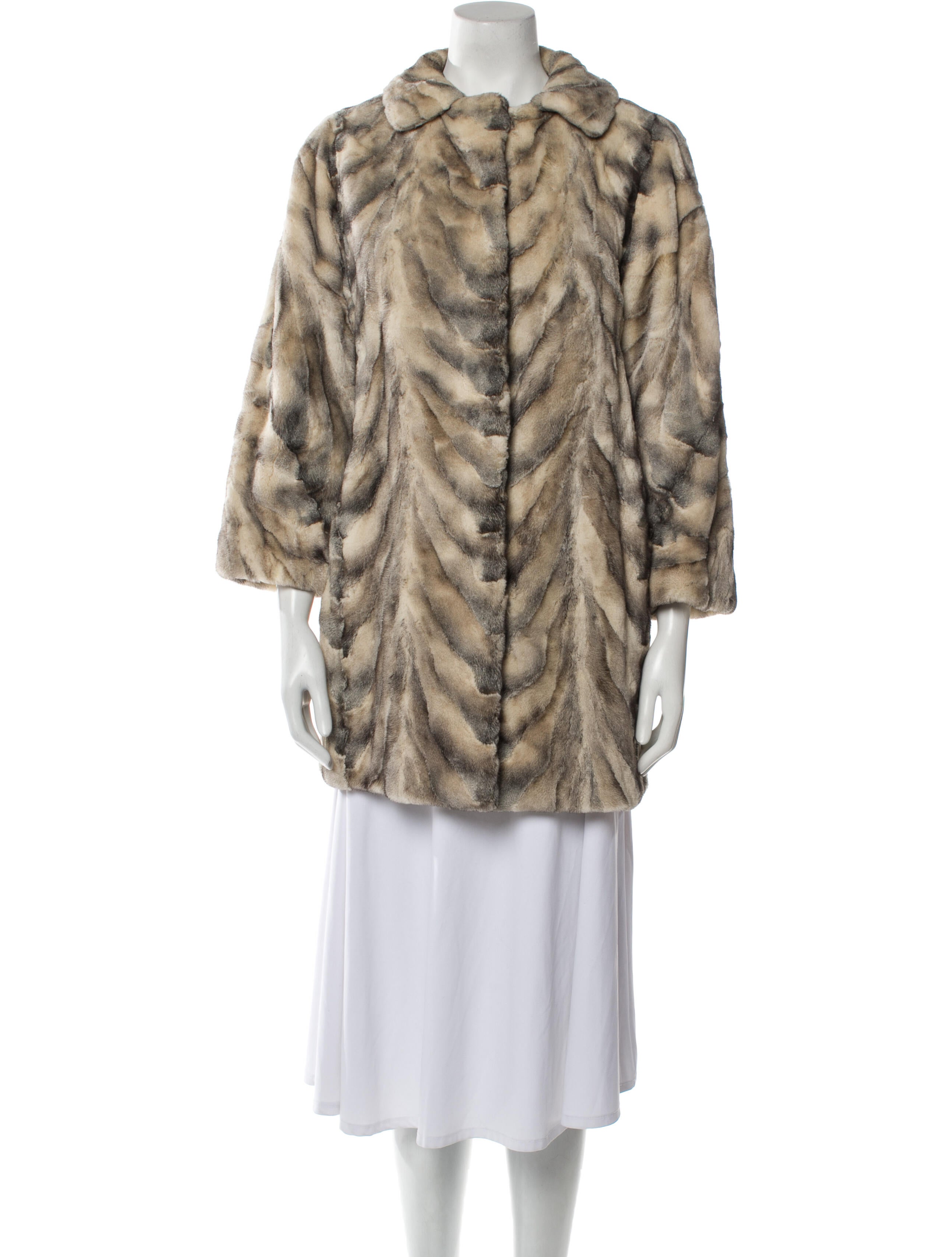 Unsigned Animal Print Fur Coat - Neutrals Coats, Clothing - UNSIG23046 ...