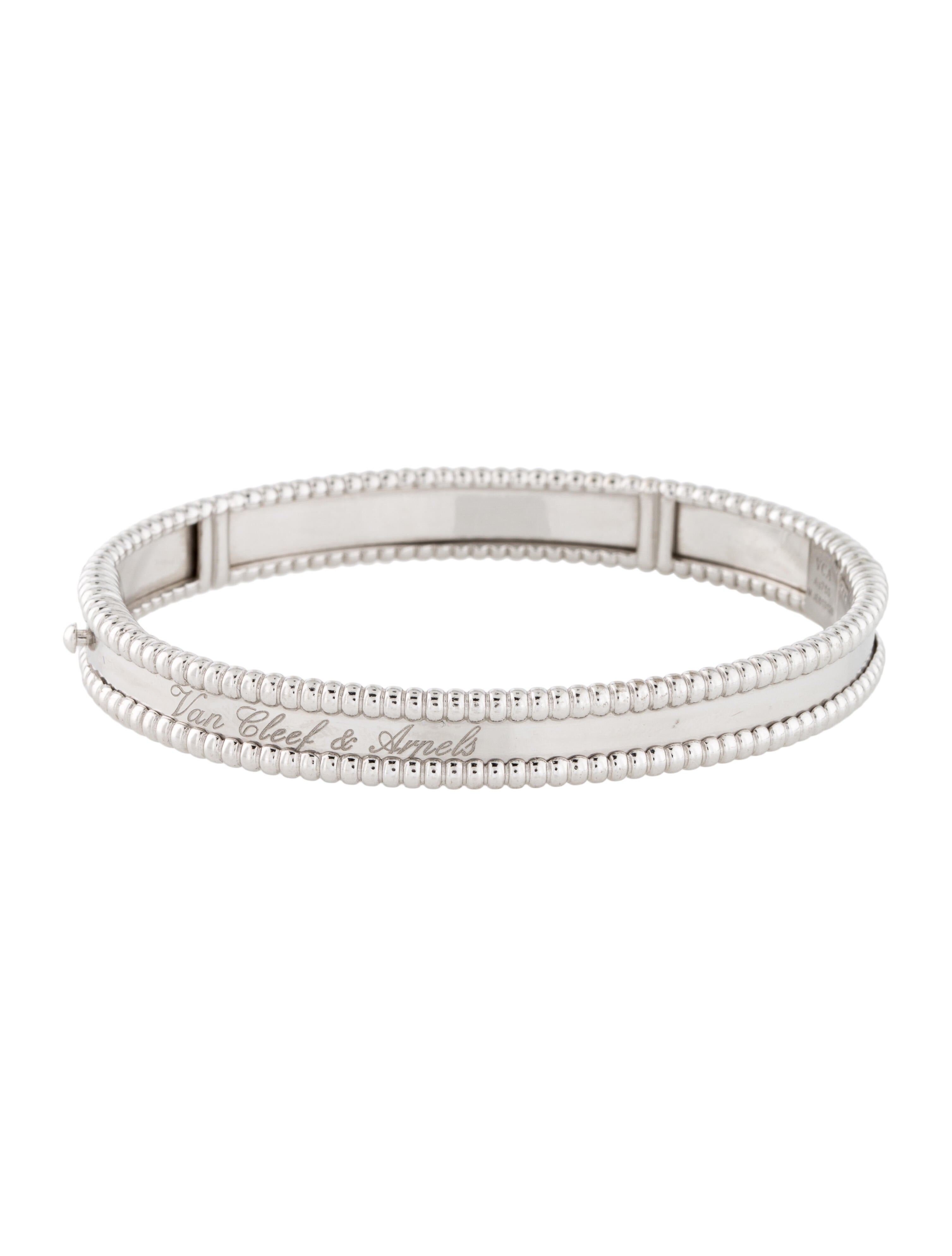 Van Cleef & Arpels Perlèe Signature Bracelet - 18K White Gold Bangle ...