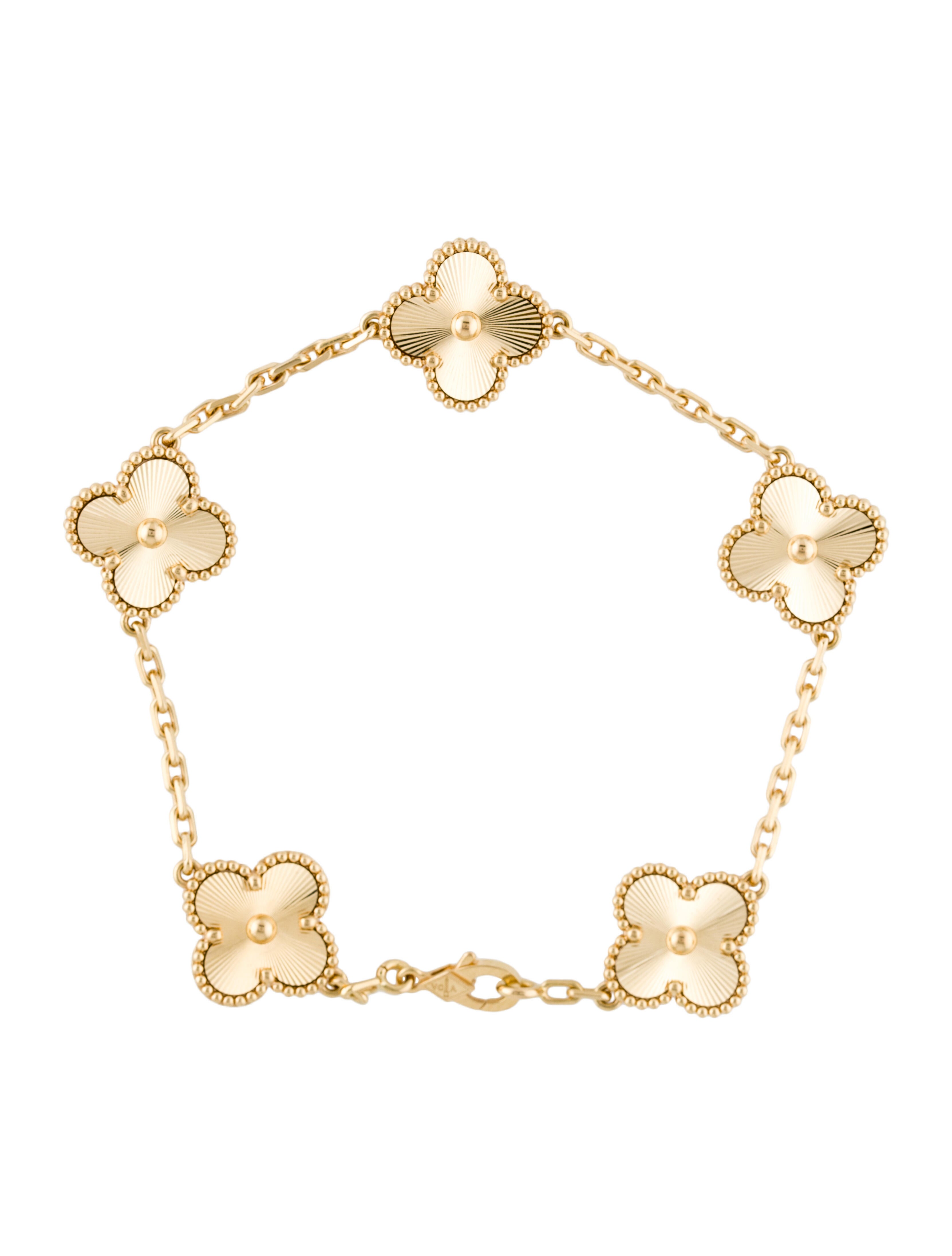 Van Cleef & Arpels Vintage Alhambra Bracelet, 5 Motifs - 18K Yellow ...