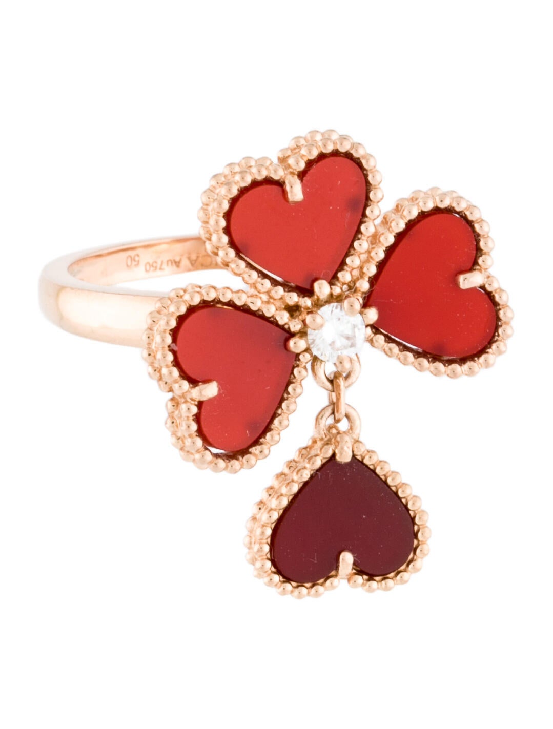 Van Cleef & Arpels Sweet Alhambra Effeuillage Ring - 18K Rose Gold ...