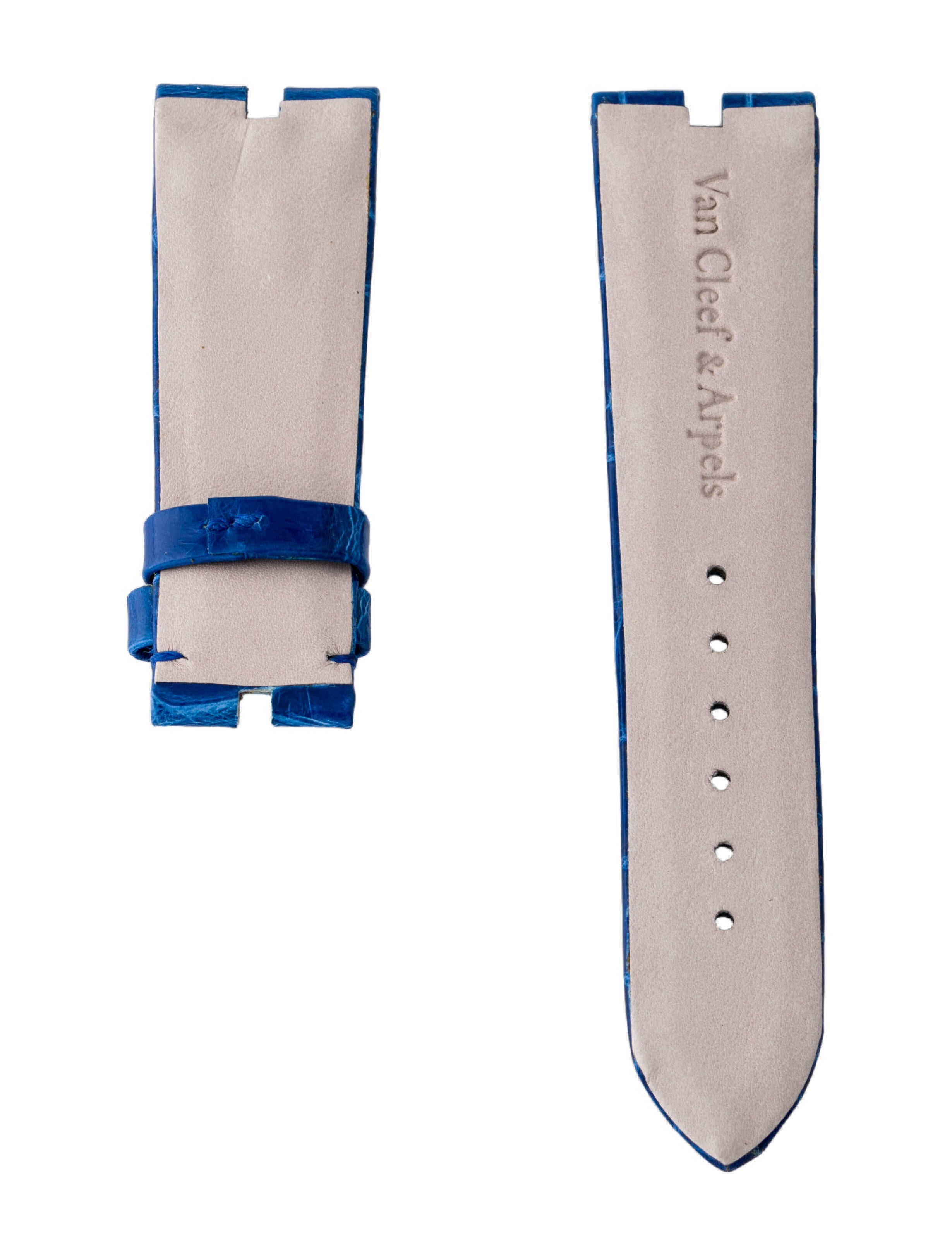 Van Cleef & Arpels 19mm Blue Alligator Watch Strap - Blue - VAC29444 ...