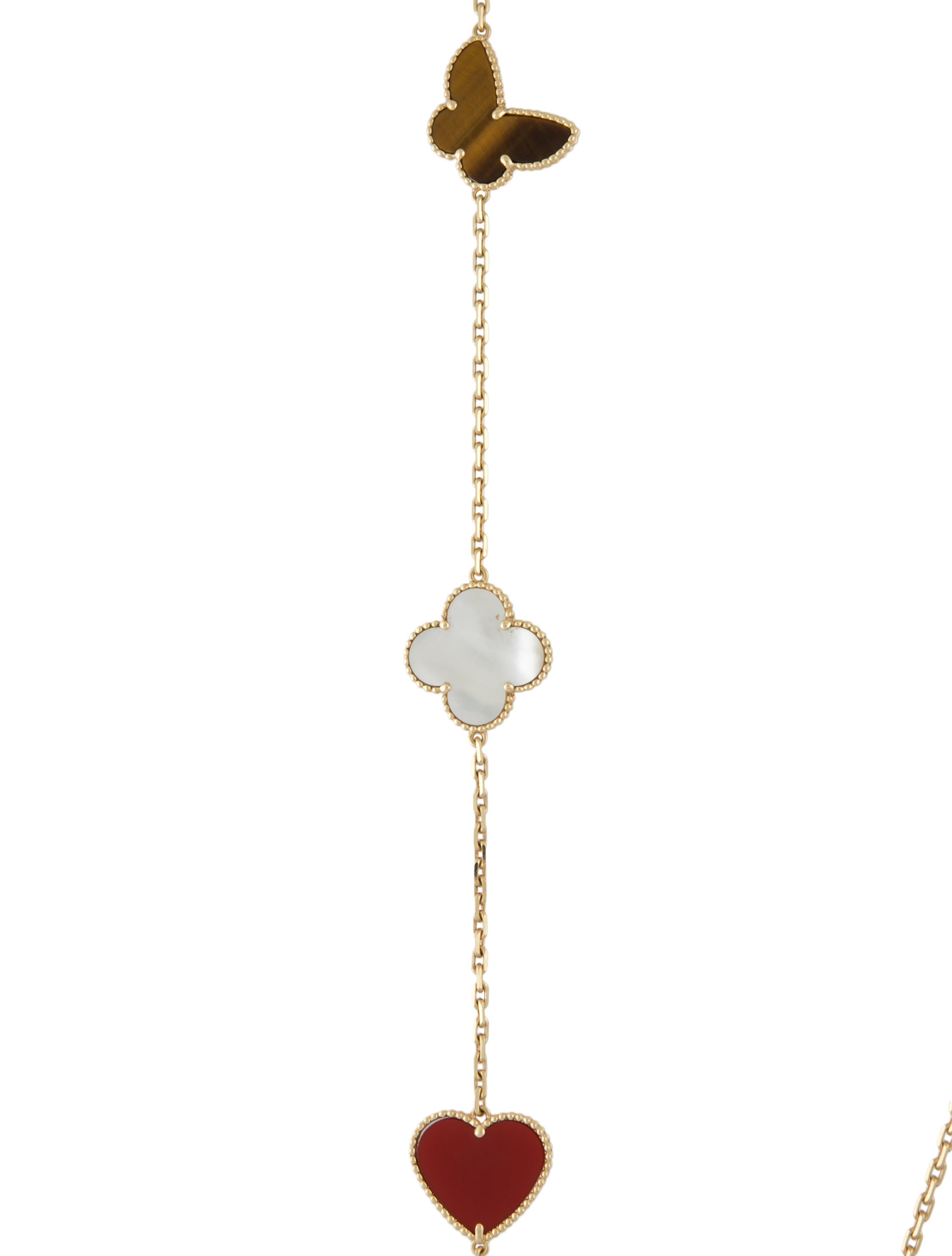 Van Cleef & Arpels Lucky Alhambra 12 Motifs Long Necklace - White Chain ...