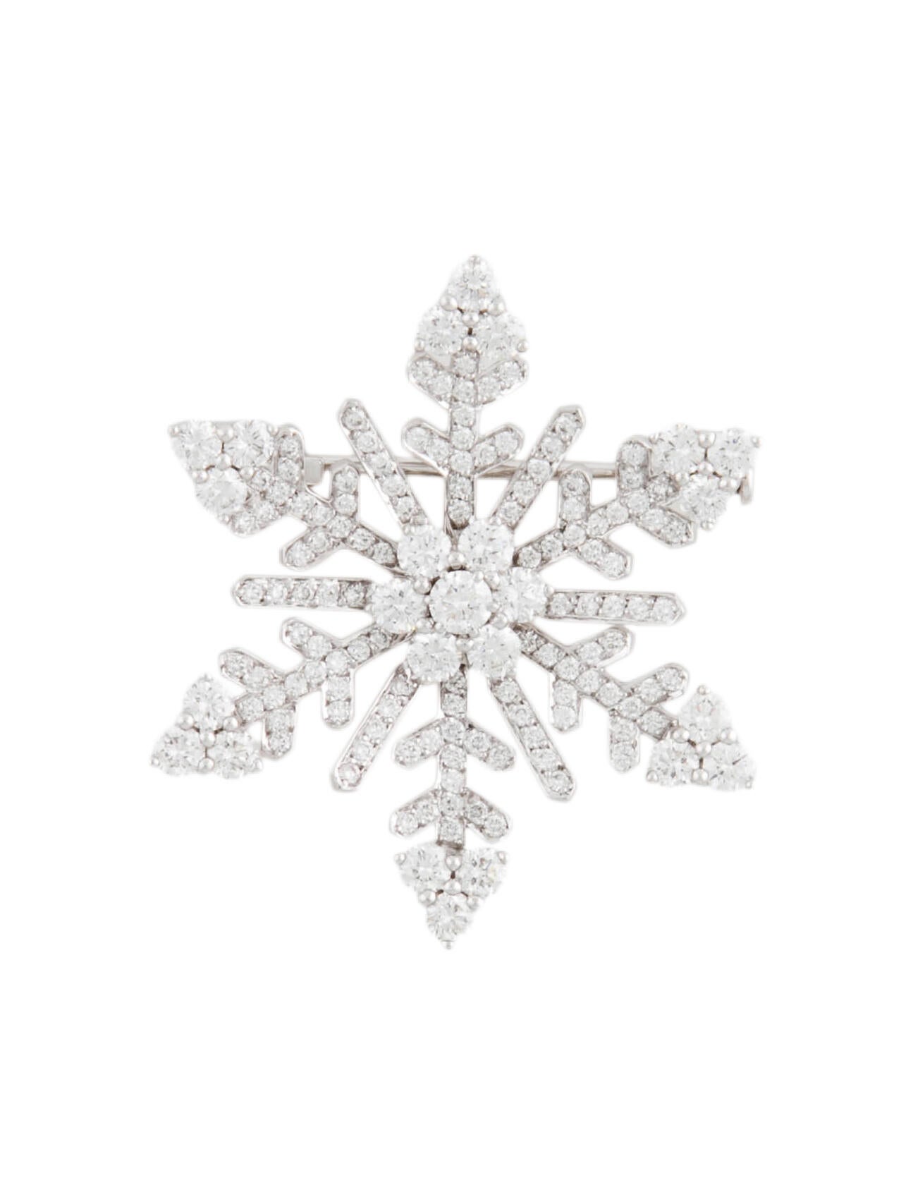 Van Cleef & Arpels Snowflake Brooch - Rhodium-Plated 18K White Gold Pin ...
