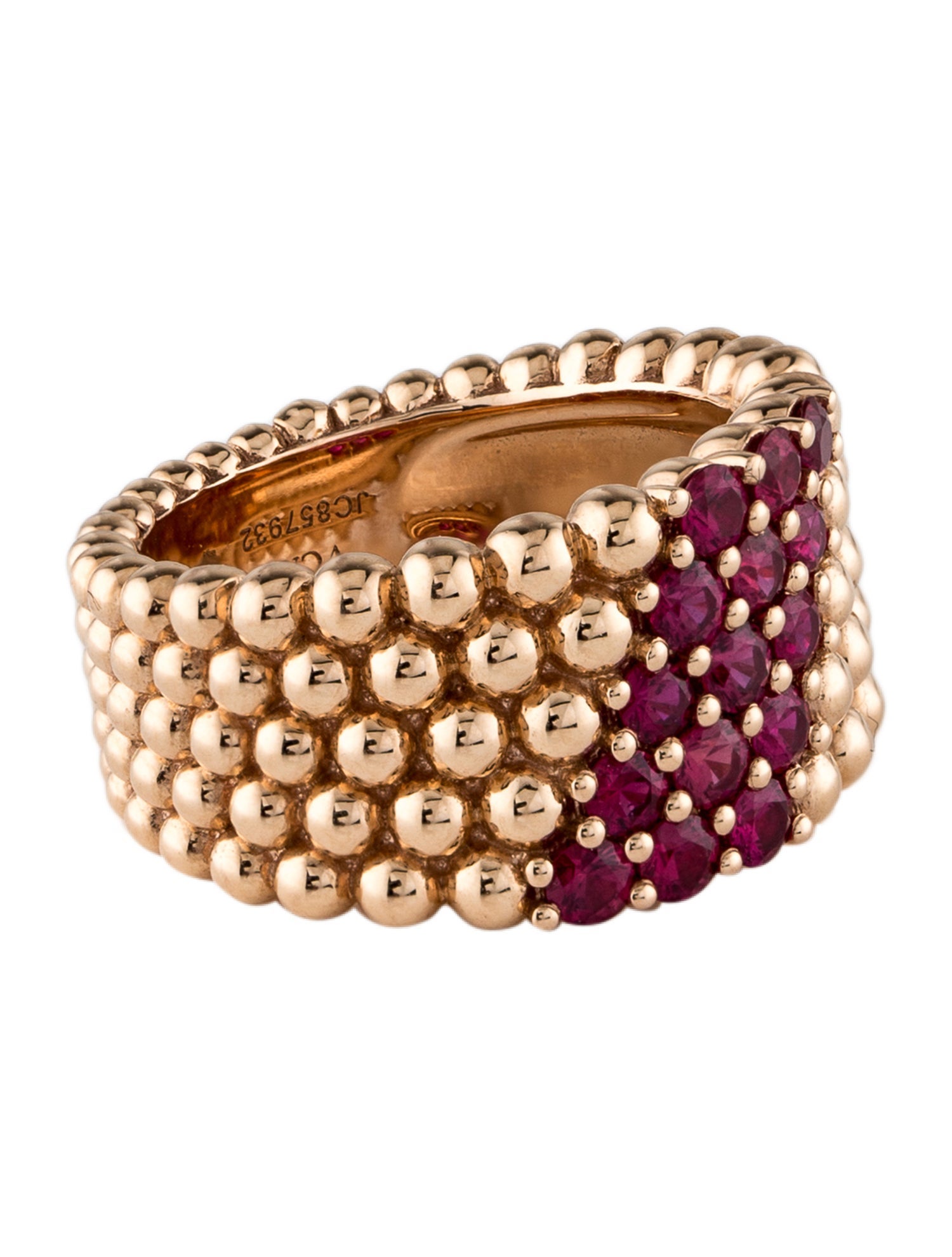 Van Cleef & Arpels 5 Row Perlée Couleurs Ring - 18K Rose Gold Band ...