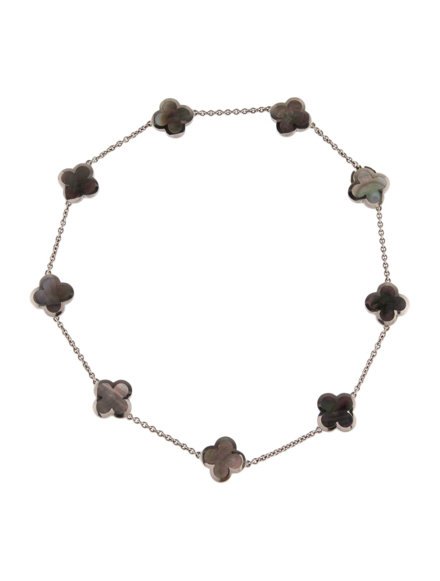 Van Cleef & Arpels Mother of Pearl Vintage Alhambra Necklace, 10 Motifs ...
