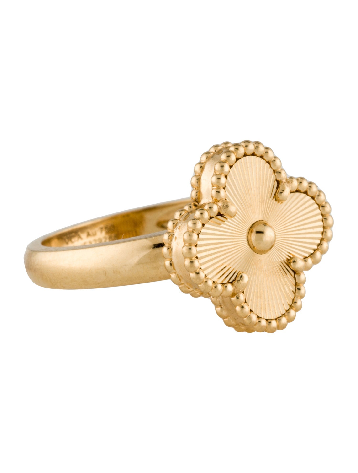 Van Cleef & Arpels Vintage Alhambra Guilloché Ring - 18K Yellow Gold ...
