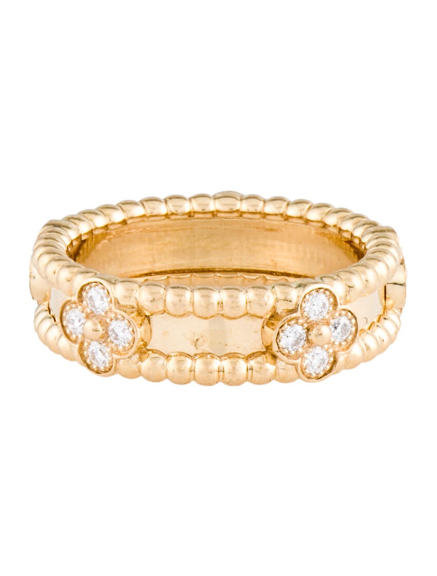 Van Cleef & Arpels Perlée Sweet Clovers Ring - 18K Yellow Gold Band ...